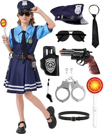 Amazon.com: MGparty Police Officer Costume for Kids Halloween Police ...