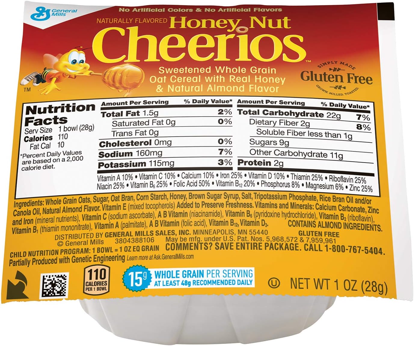 Amazon.com: Honey Nut Cheerios Cereal Single Serve Bowl, 1 Oz (Pack of ...