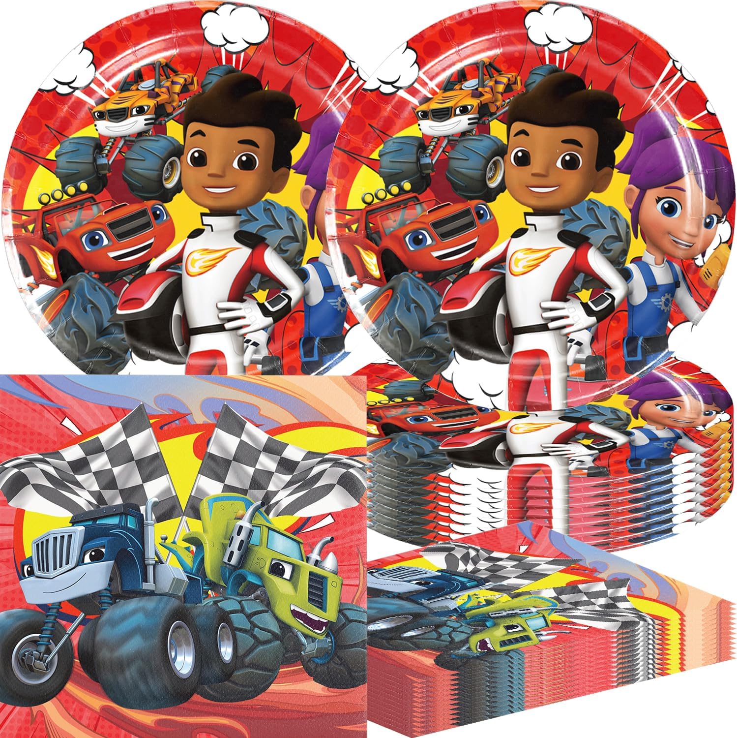 Amazon.com: Chuntianli 40Pack Blaze and The Monster Party Supplies ...