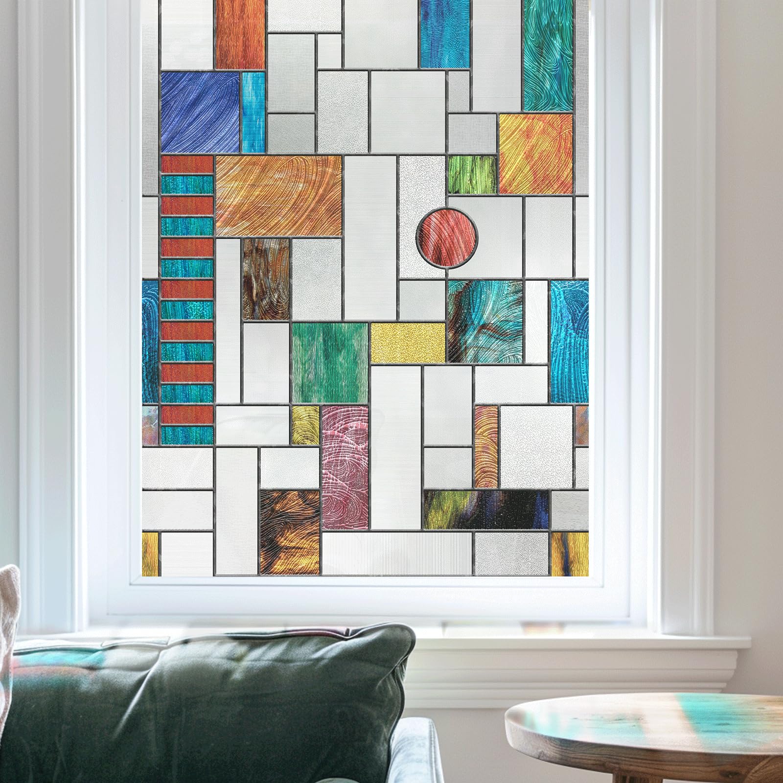 Amazon.com: 3D Stained Glass Window Film, Decorative Window Privacy ...