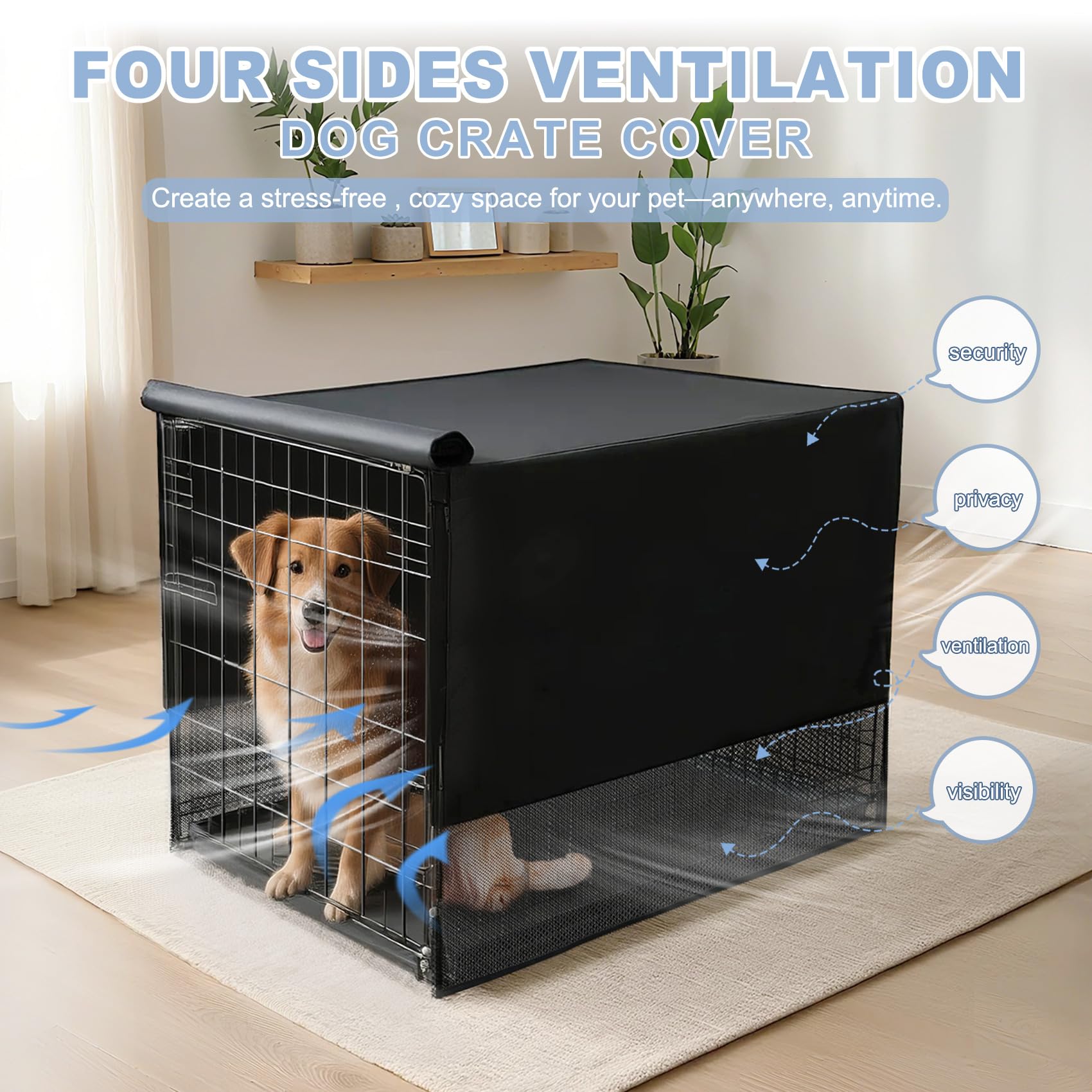 Snapklik.com : Explore Land Breathable Dog Crate Cover - 4 Sides Mesh ...