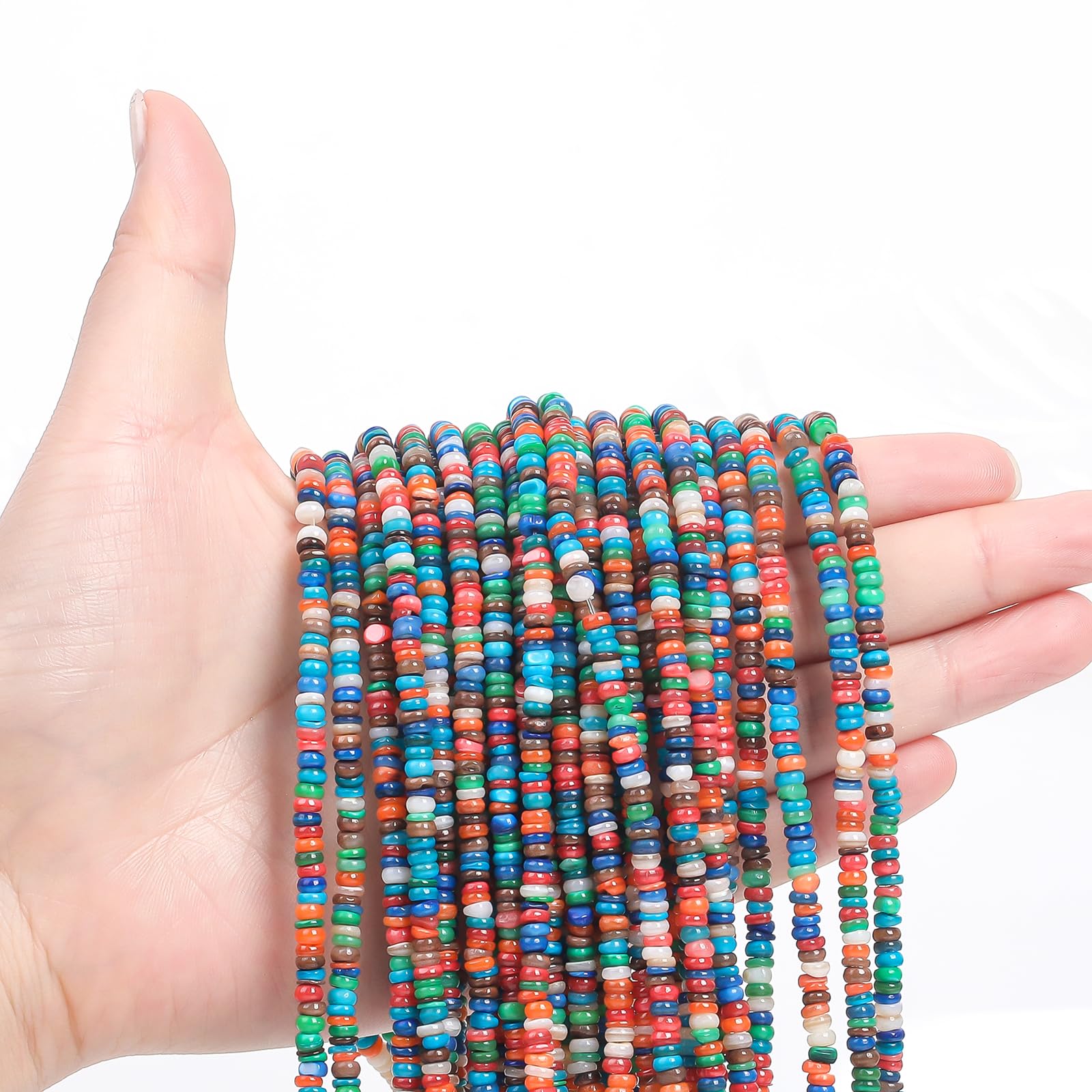 Amazon.com: 4mm Natural Shell Rondelle Beads for Jewelry Making,Loose ...