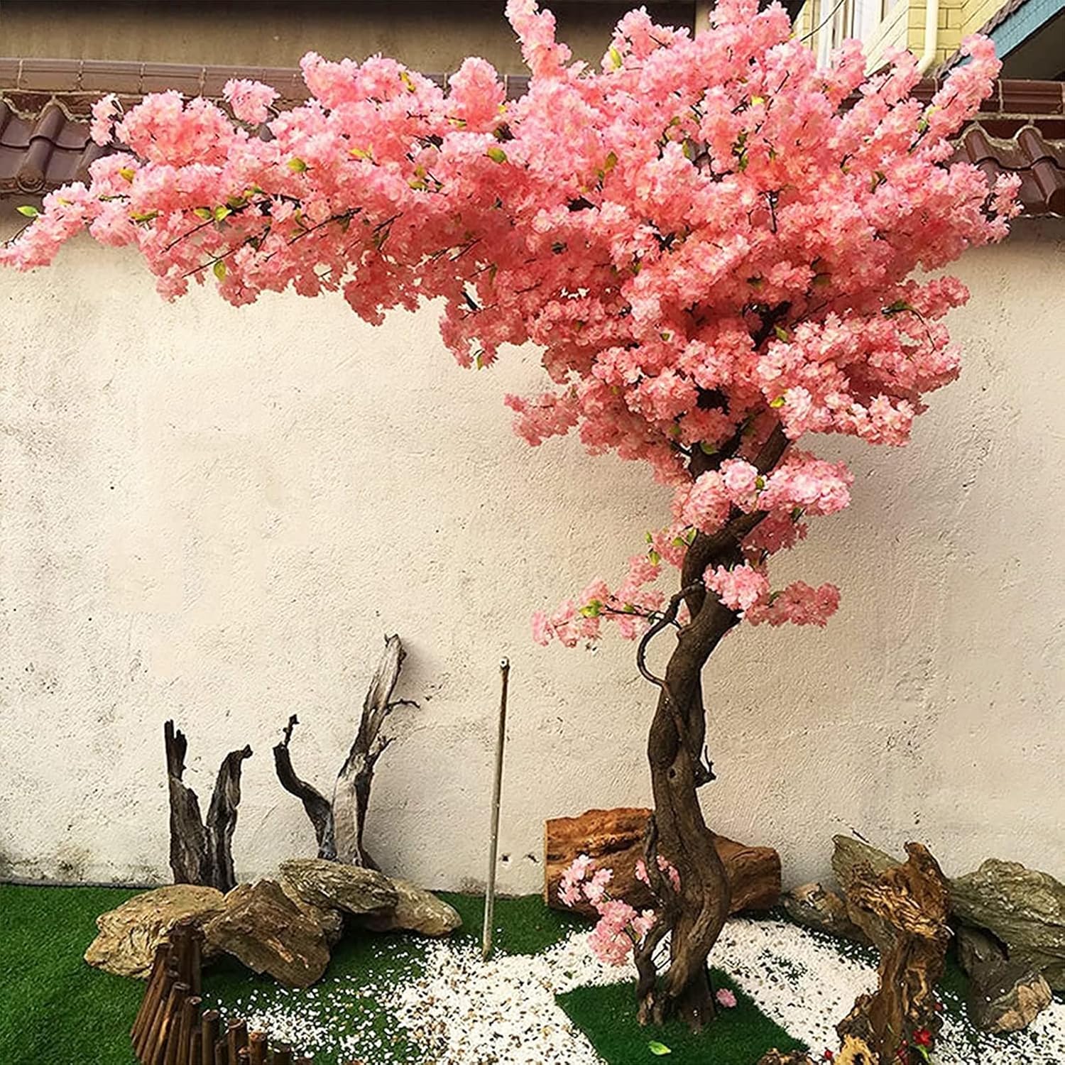 Artificial Cherry Blossom Tree - Large Pink Silk Flower for Indoor ...