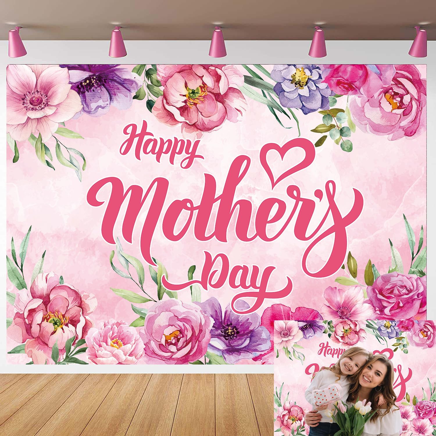 Amazon.com : Happy Mothers Day Banner Backdrop Decorations, Mother's ...