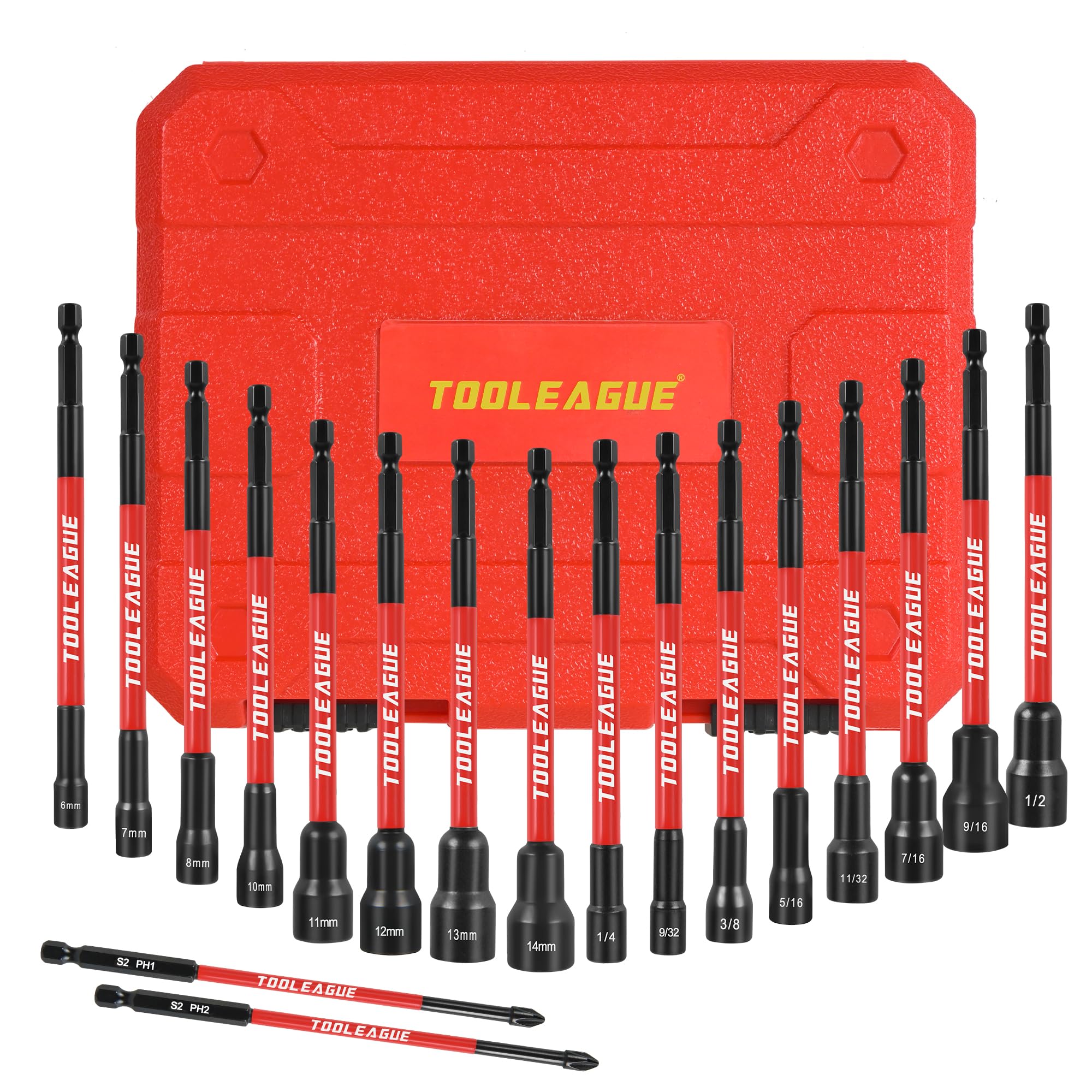 Amazon.com: TOOLEAGUE 18Pcs Magnetic Nut Driver Set, Metric and SAE 6 ...
