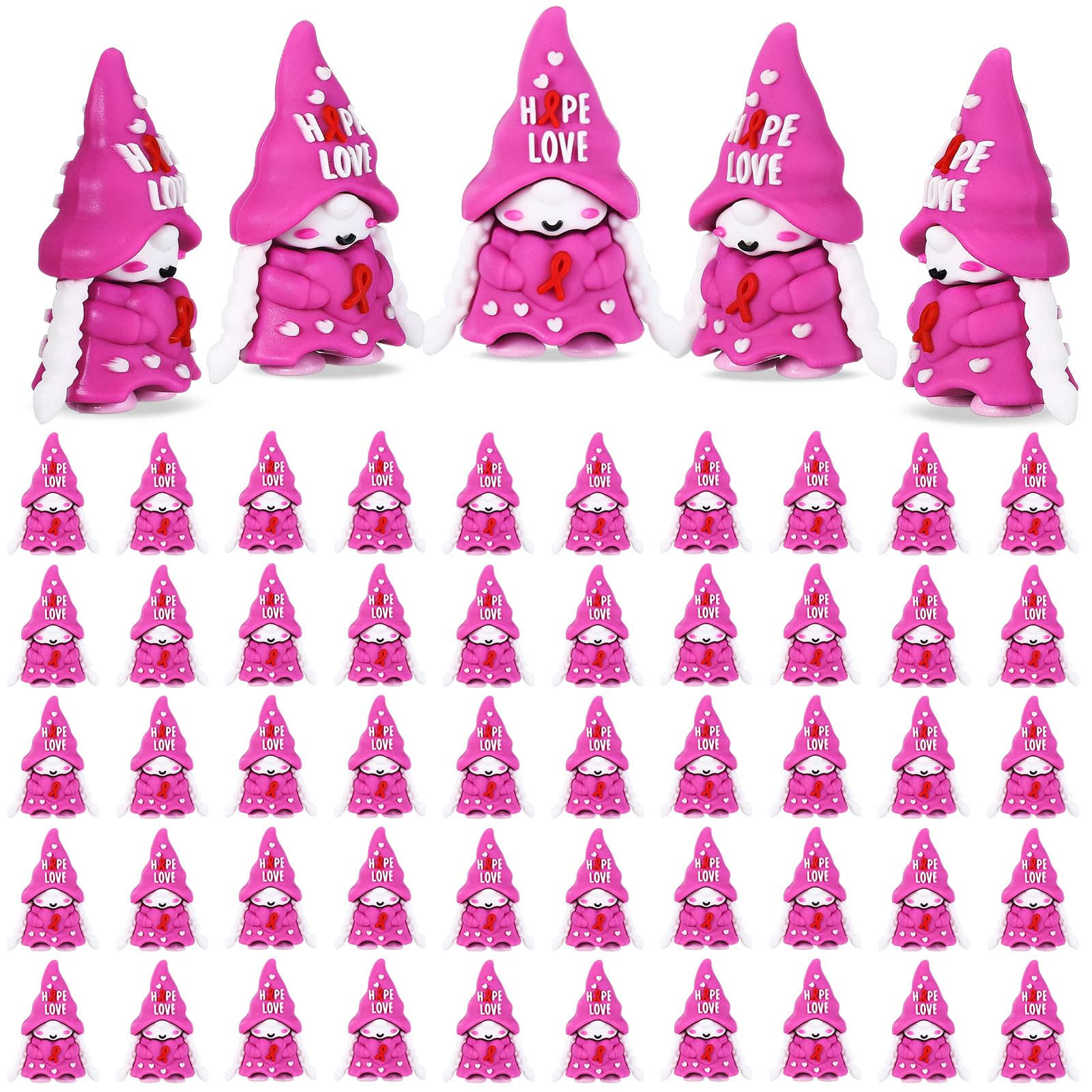 Amazon.com: Halloscume 50 Pcs Breast Cancer Gnomes Decorations Rubber ...