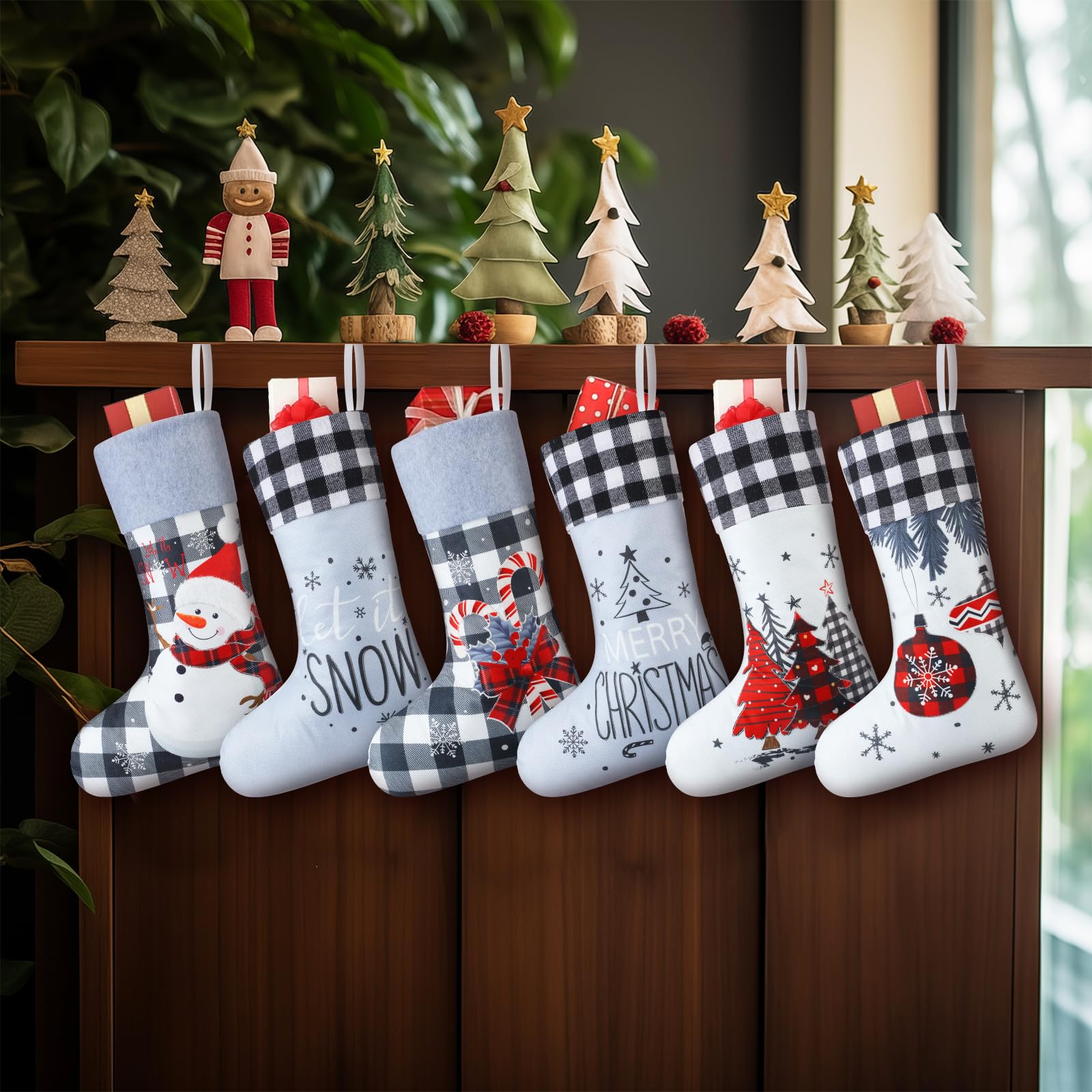 Amazon.com: Realspring 6 Pack Christmas Stockings Bulk 20" Large ...