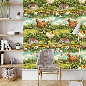 PJTUAUI Peel and Stick Wallpaper Pastoral Scenery Seamlessly Spliced ...