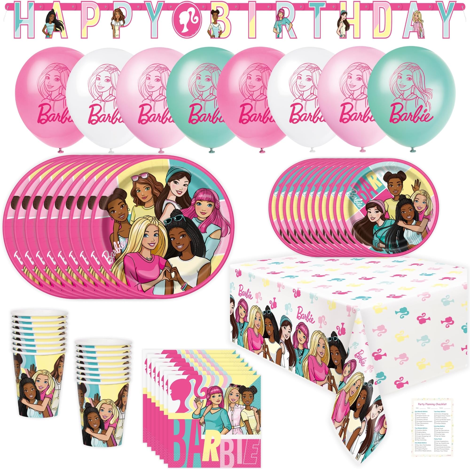 Amazon.com: Barbie Party Supplies Pack Serves 16: Dessert Plates ...