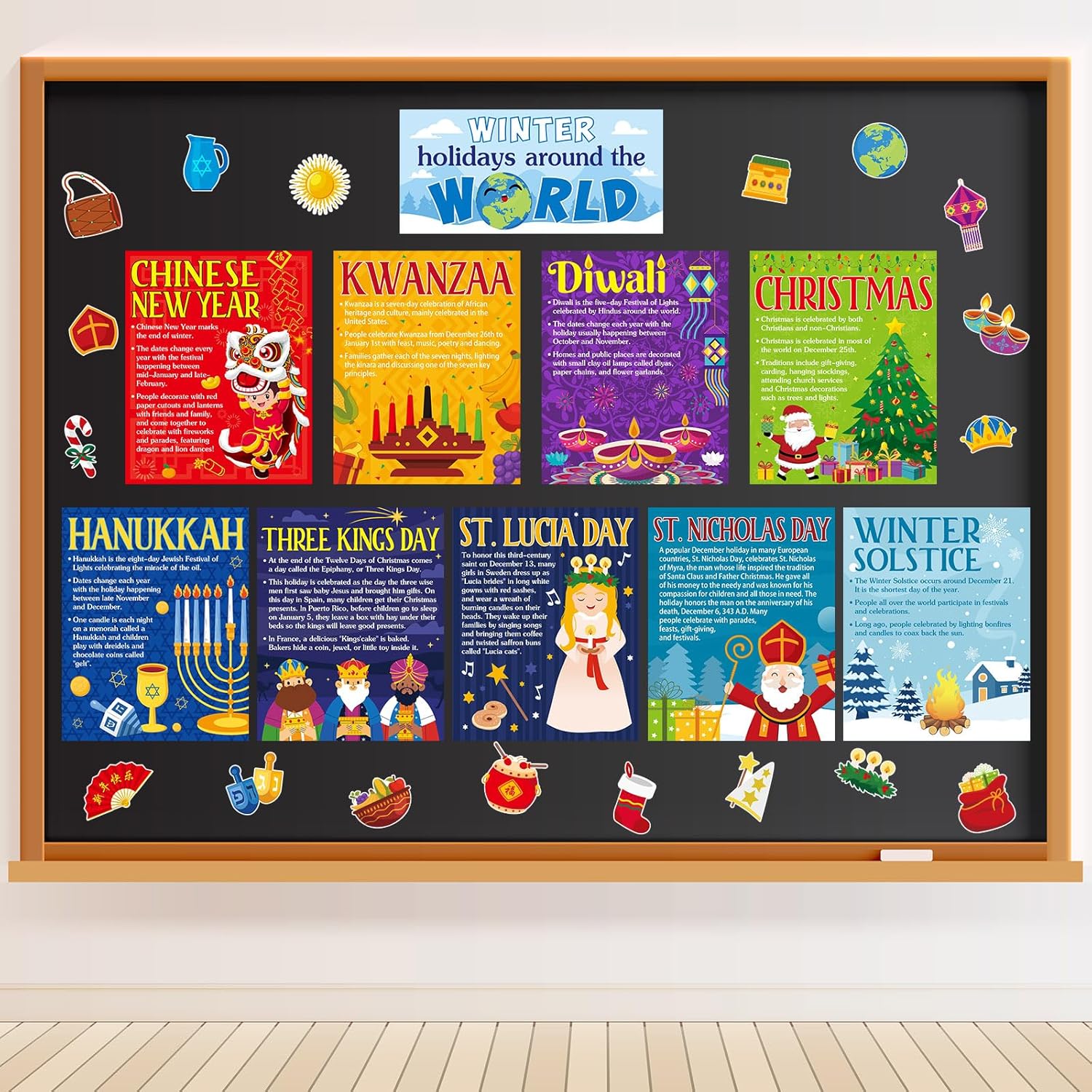 Amazon.com : Supervitae 28 Pcs Winter Bulletin Board Decorations Set ...