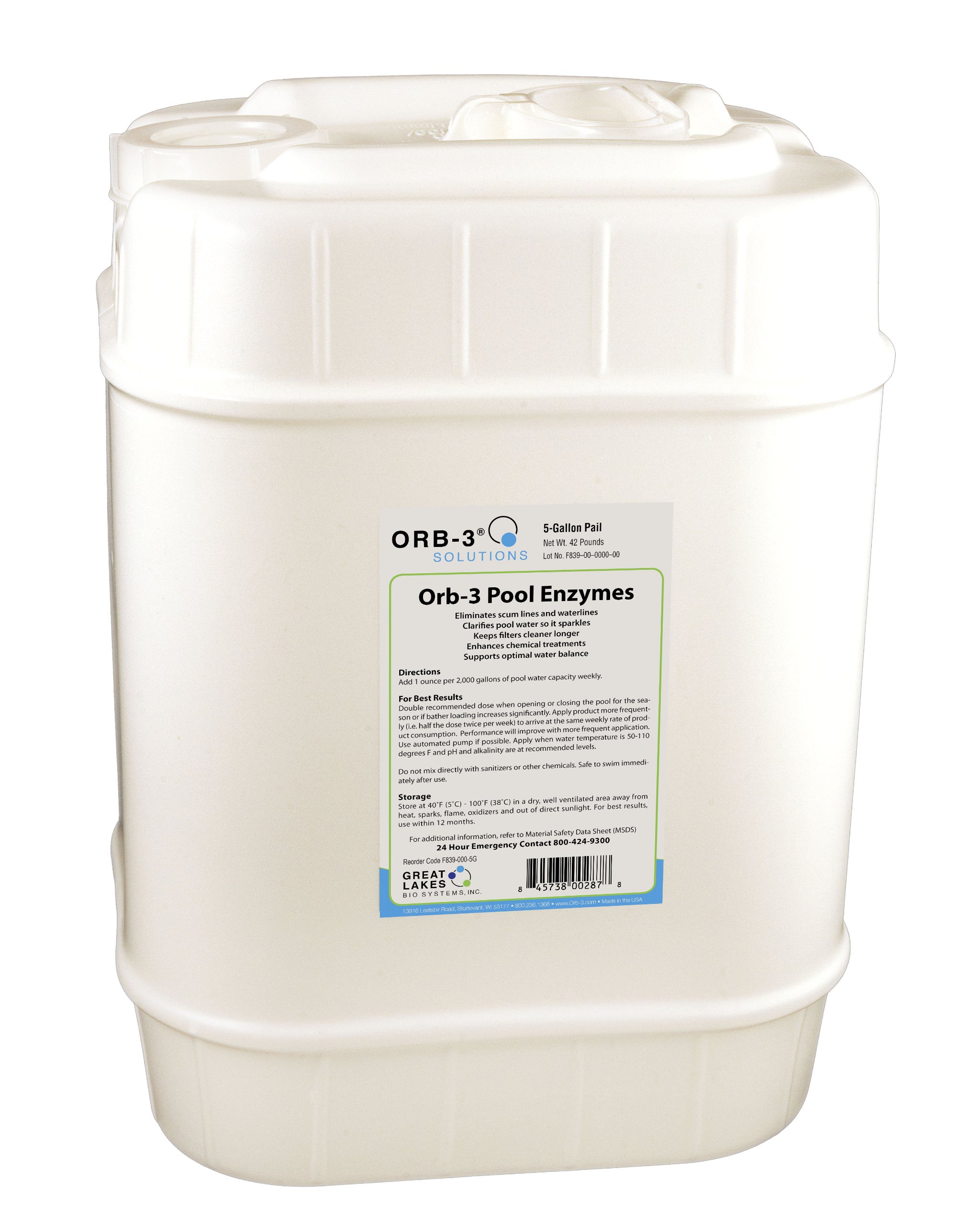 Amazon.com : Orb-3 F839-000-5G Pool Enzymes for Maintenance, 5-Gallon ...
