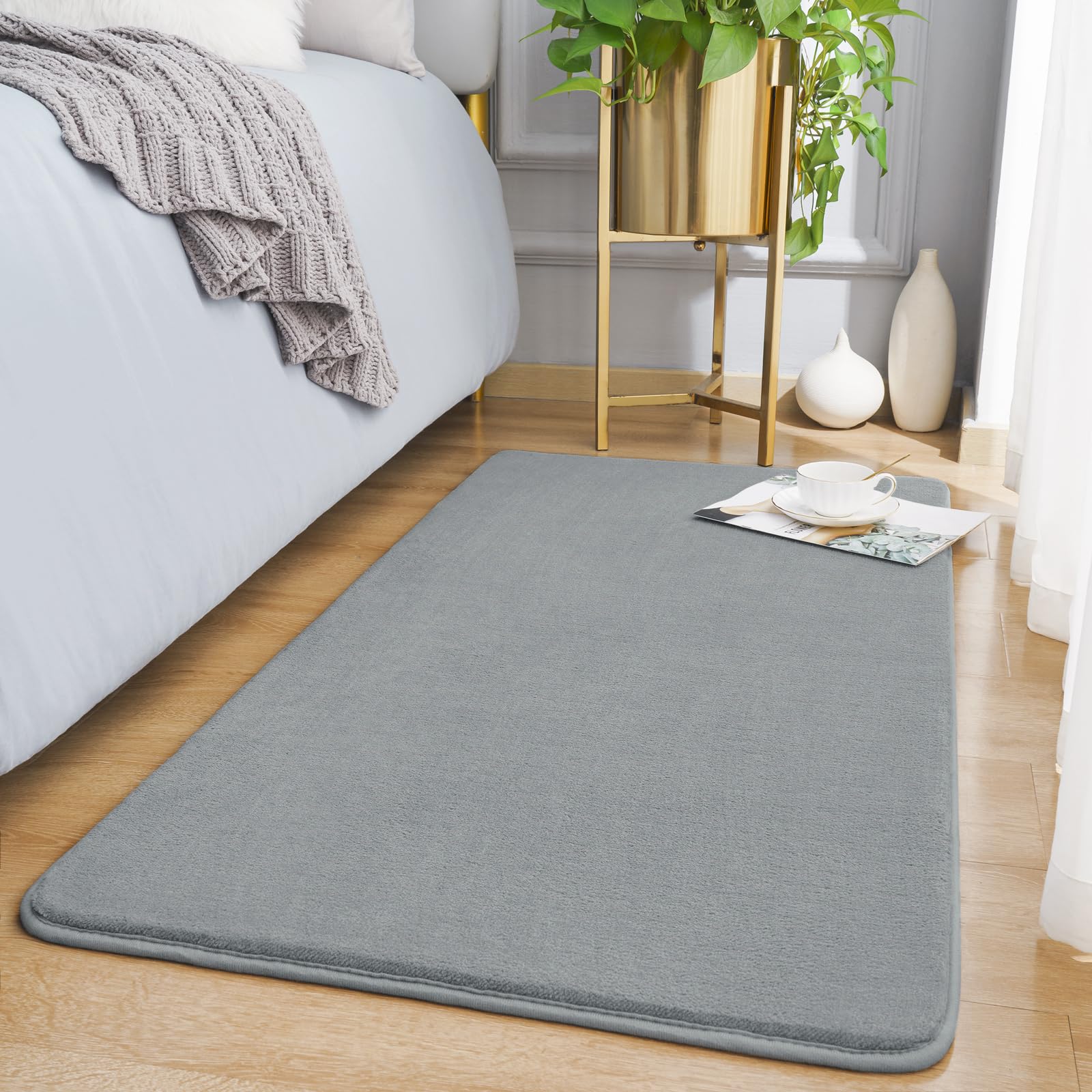 Amazon.com: Amearea Modern Washable Runner Rugs, 2x4 Feet Grey Bedroom ...