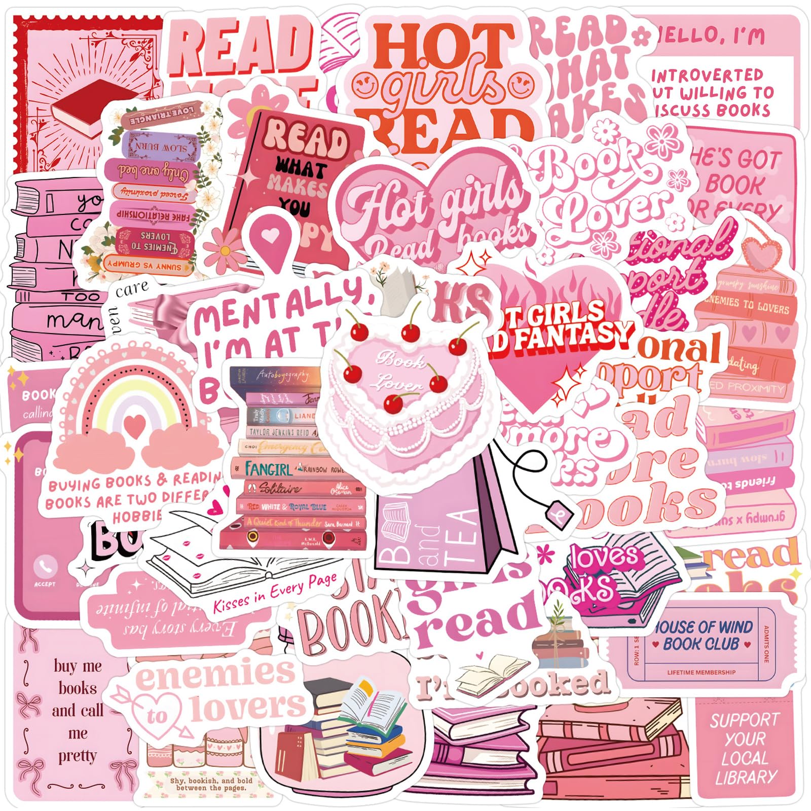 TuoYi 122 Pieces Pink Bookish Stickers,Book Stickers for Kindle,Book ...