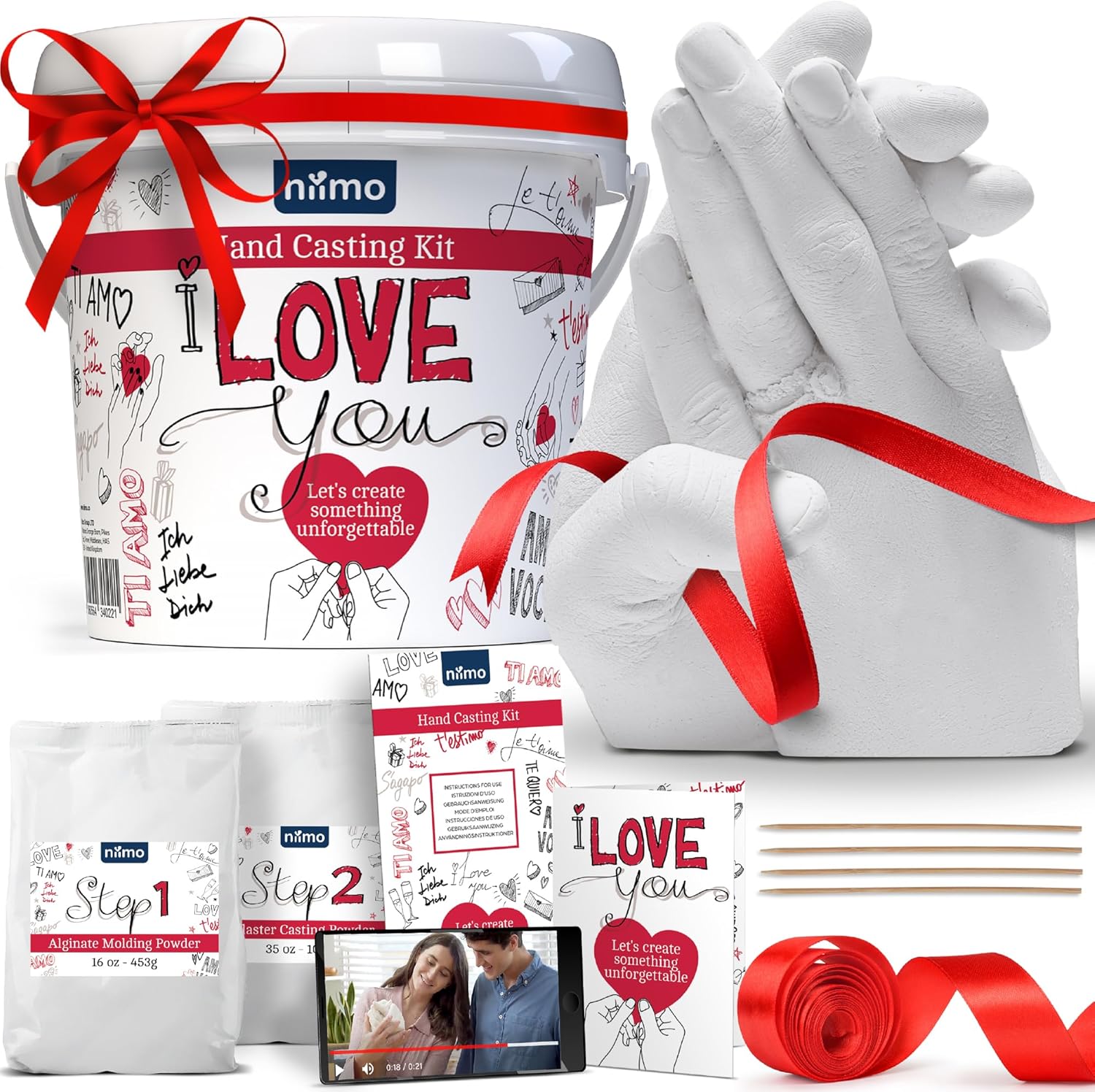 Amazon.com: Niimo® 'I Love You' Couples Hand Casting Kit - Fun & Skin ...