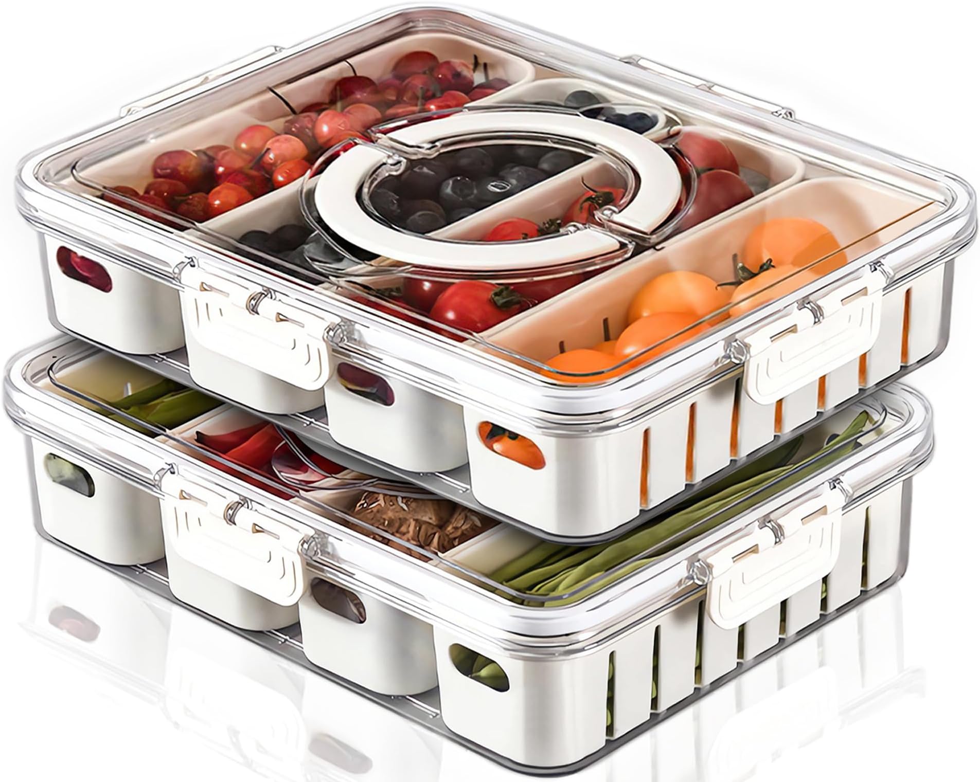 Amazon.com: Dingerjar Divided Veggie Tray With Lid Snackle Box Food ...