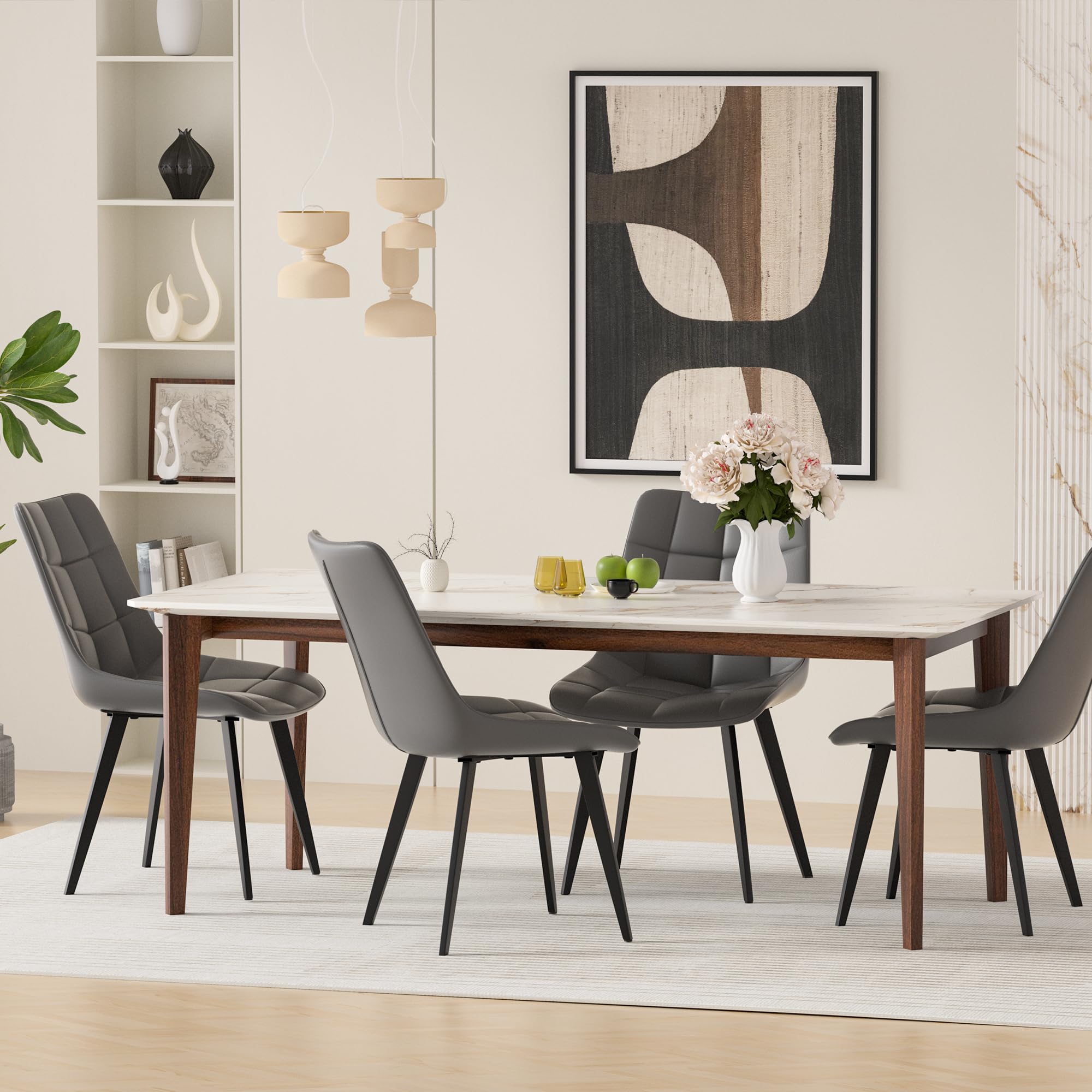 Snapklik.com : Forevich Leather Dining Chairs Set Of 2,Mid Century ...