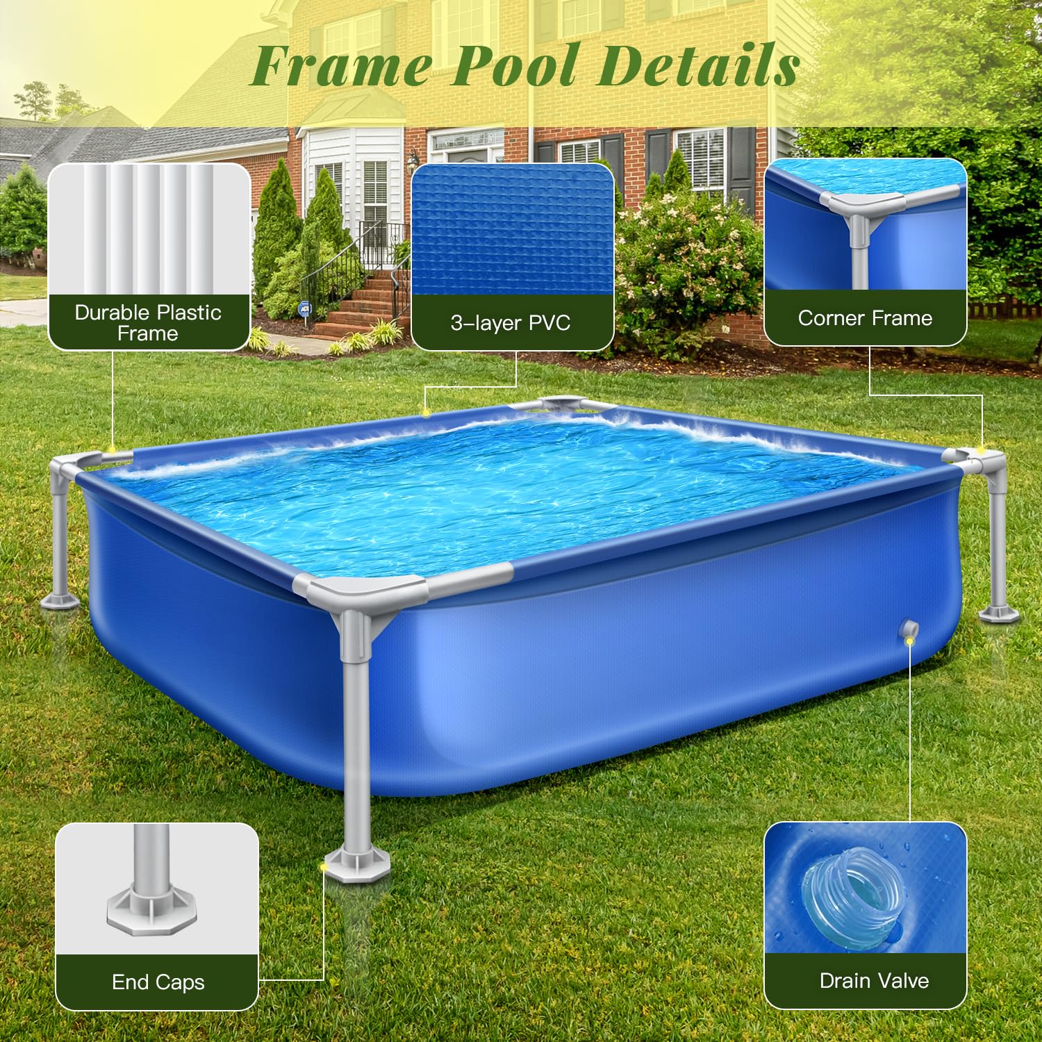 Snapklik.com : Framed Swimming Pool 4 X 4 X 12" Kiddie Pool Above ...