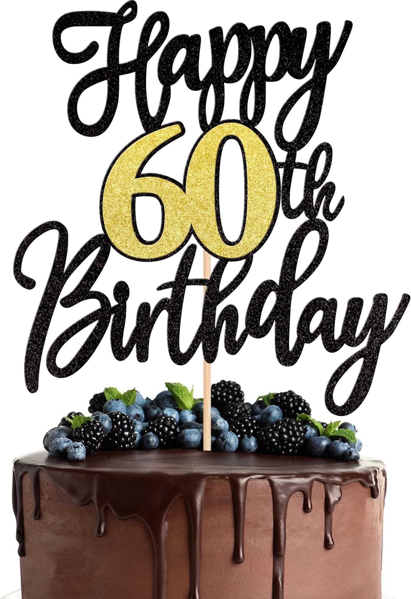 Amazon.com: 60th Birthday Candles + Gold Happy 60th Birthday Cake ...