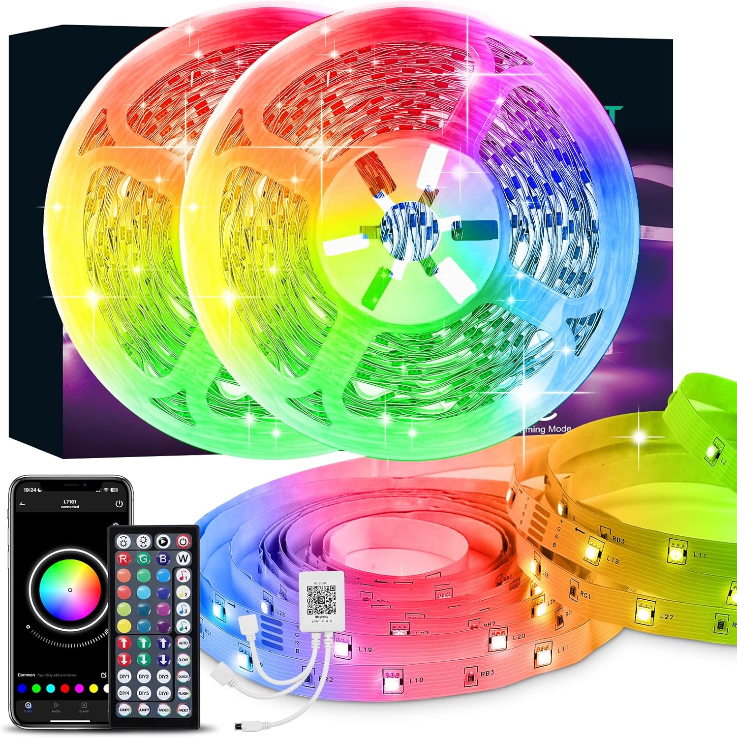 HOVVIDA LED Strip Lights 20M, 2x10M, 24 LEDs/Meter, RGB 12V LED Strip ...