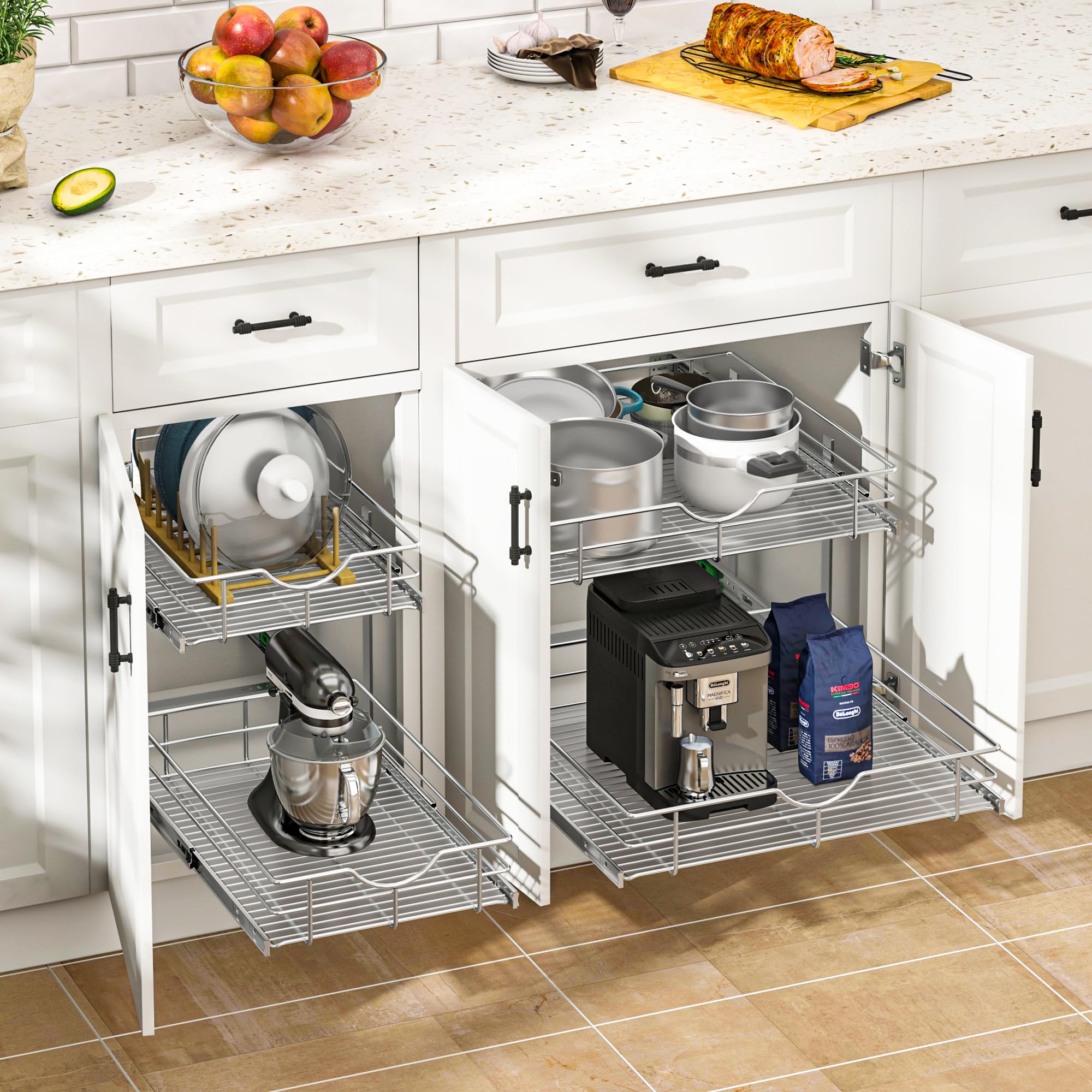 Snapklik.com : 2 Tier Soft Close Pull Out Cabinet Organizer, 20" W X 21 ...