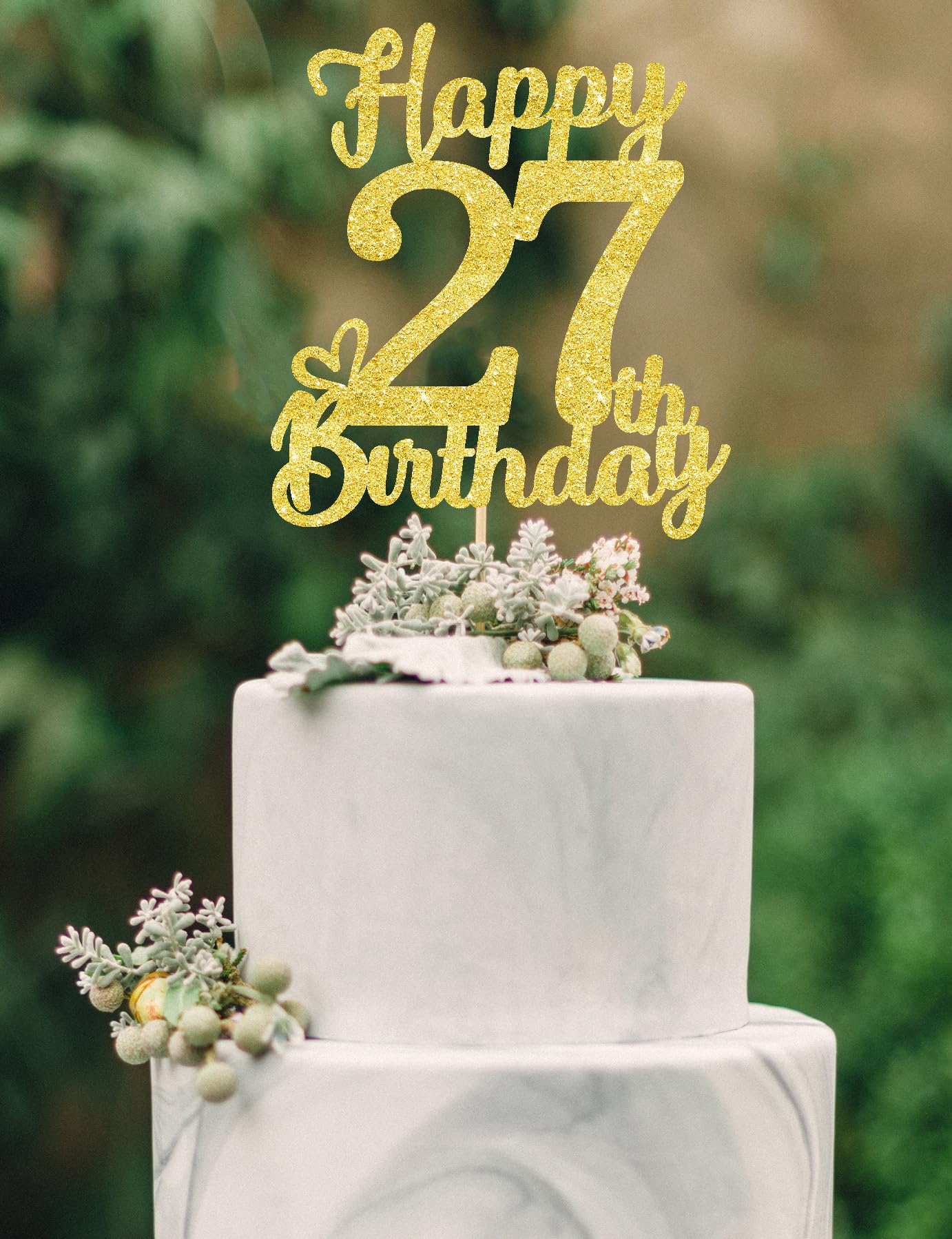Snapklik.com : 27 Birthday Cake Toppers-Gold Glitter, 27th Cake Topper ...