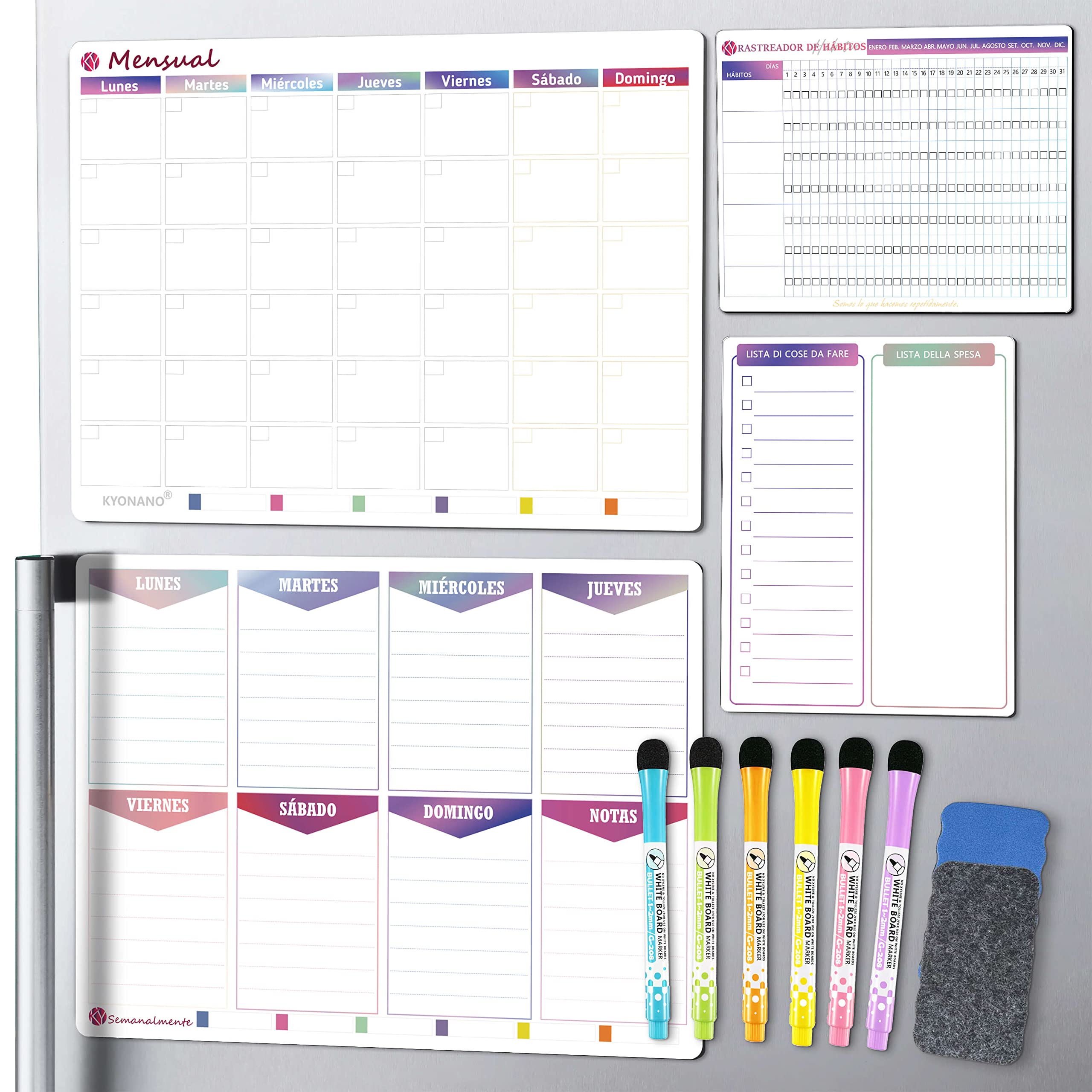 KYONANO Magnetic Weekly Planner, 4 Pieces, Magnetic Household Schedule ...