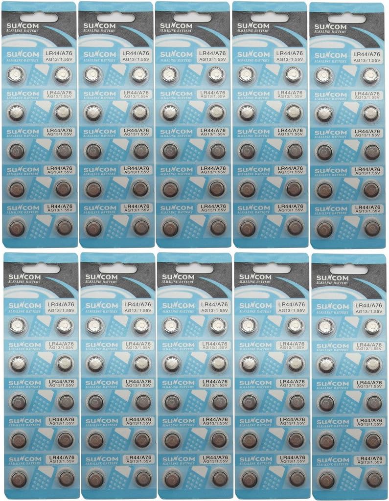Amazon.com: SUNCOM (100 pcs) AG13 Alkaline 1.5V Button Cell Battery ...