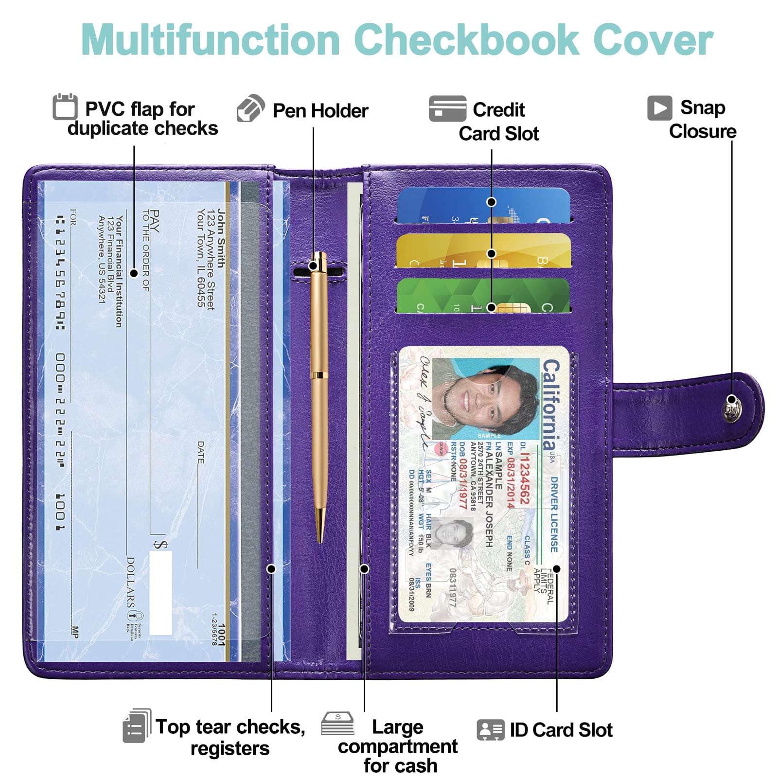 Snapklik.com : Checkbook Covers- Leather RFID Check Registers For ...