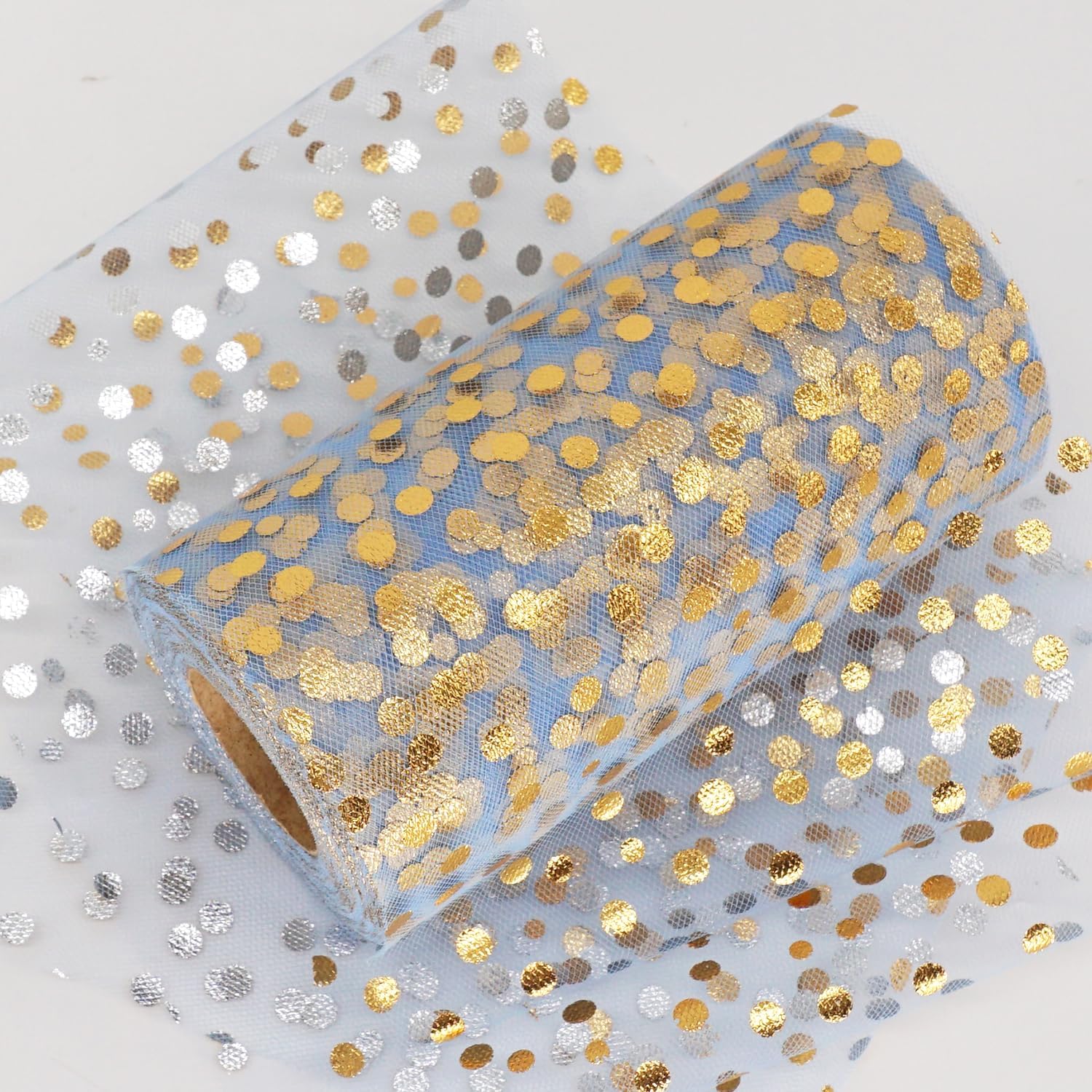 Amazon.com: Glitter Tulle Fabric Rolls with Gold Polka Dots, Tulle ...
