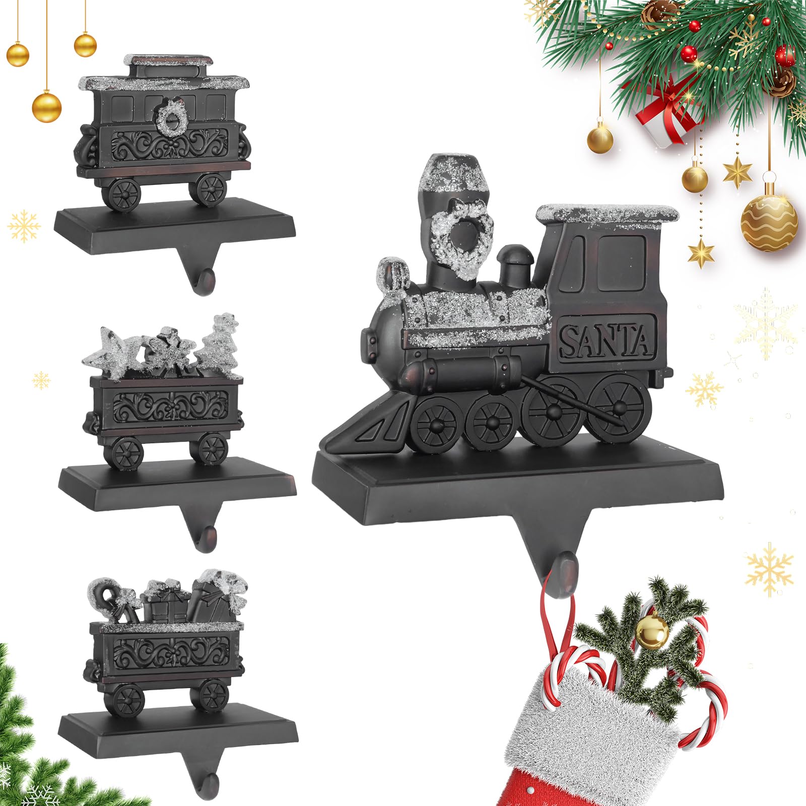 Amazon.com: Stranthother Set of 4 Heavy Duty Cast Iron Christmas ...