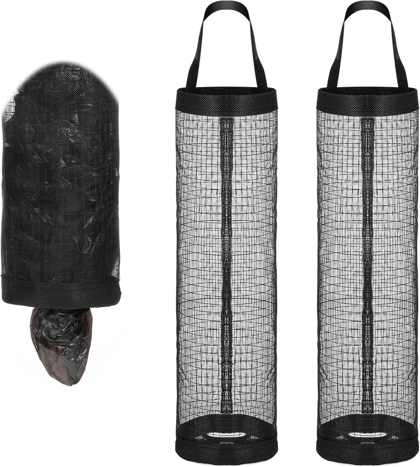 JIYIN 2 PCS Plastic Bag Holder, Black Grocery Bag Holder Reusable Mesh ...