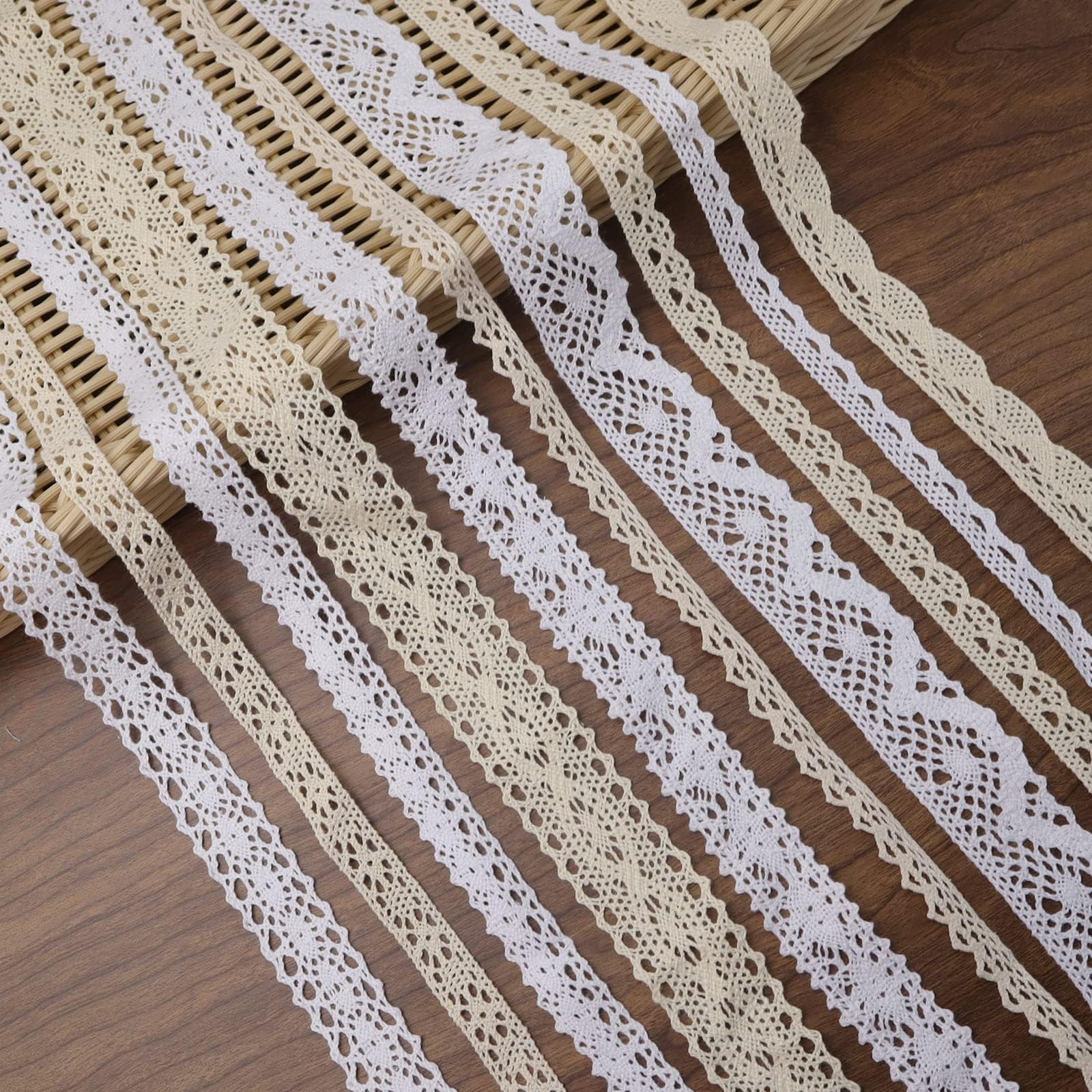 Amazon.com: 0.4 inches by 30 Yards White Cotton Ribbon Lace Trim 6 ...