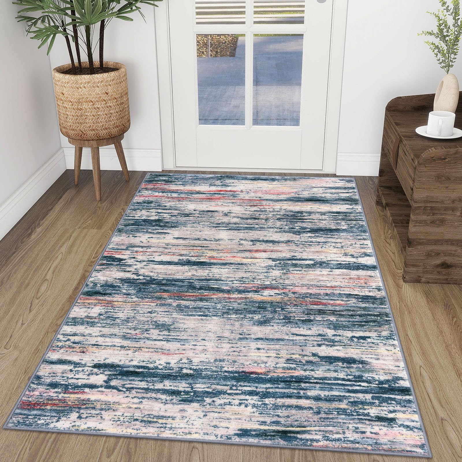 Amazon.com: Siiloom 3x5 Teal Multi Modern Abstract Rug for Farmhouse ...