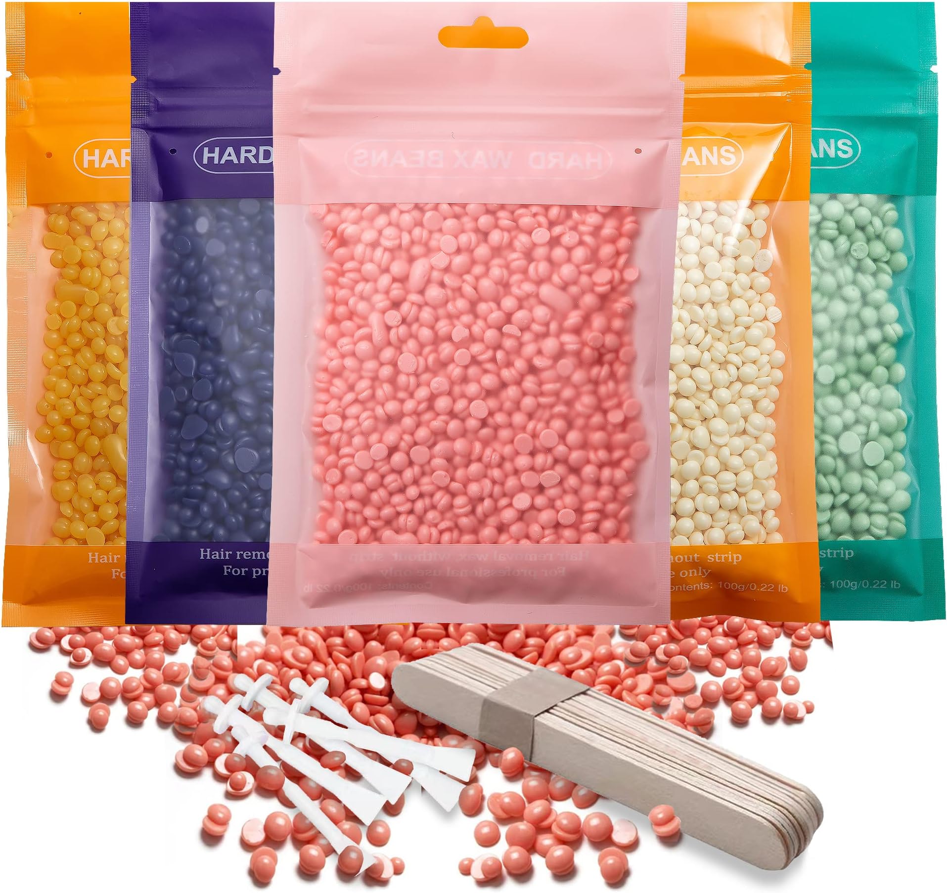Amazon.com : Hard Wax Beans 1.1lbs with 5 Packs,Waxfans Wax Beads for ...