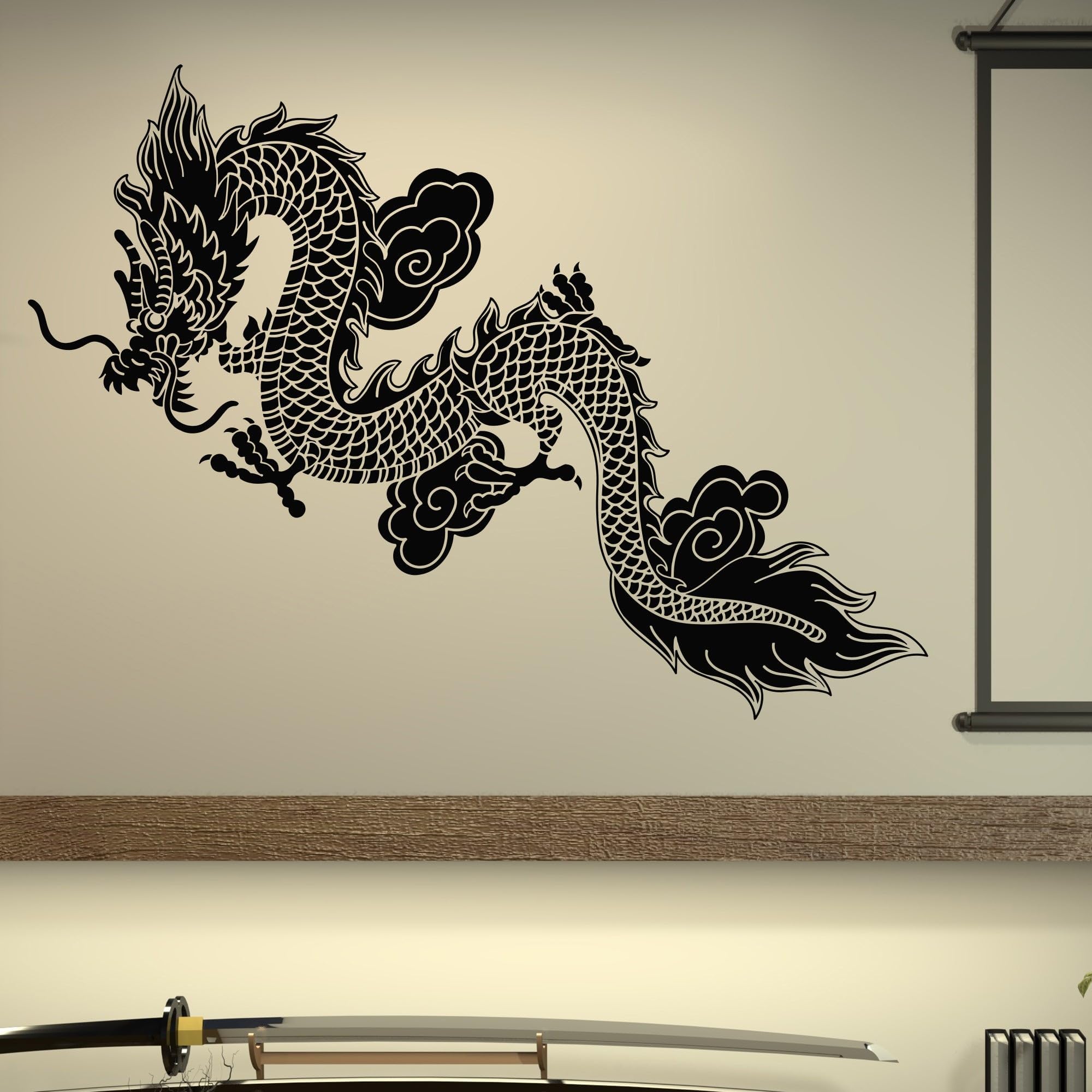 Amazon.com: Vinyl Wall Decal Traditional Chinese Dragon Fantasy Myth ...