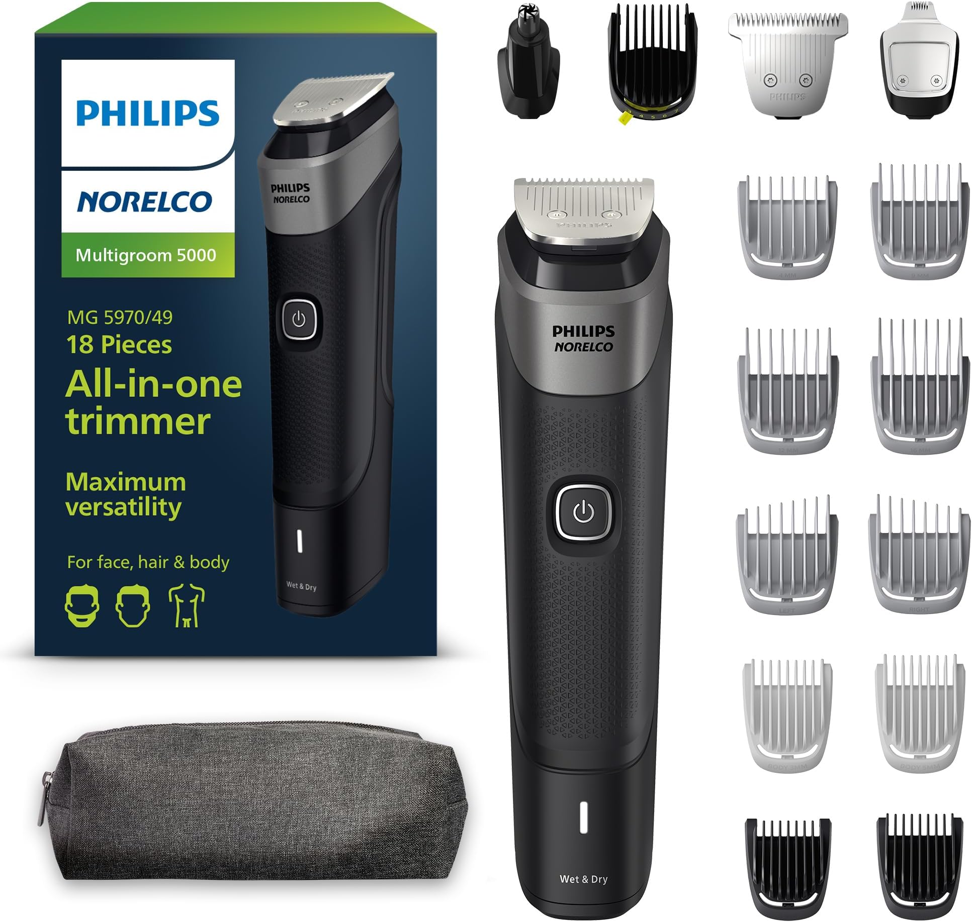 Amazon.com: Philips Norelco Multigroom 5000 Series, All-in-One Trimmer ...