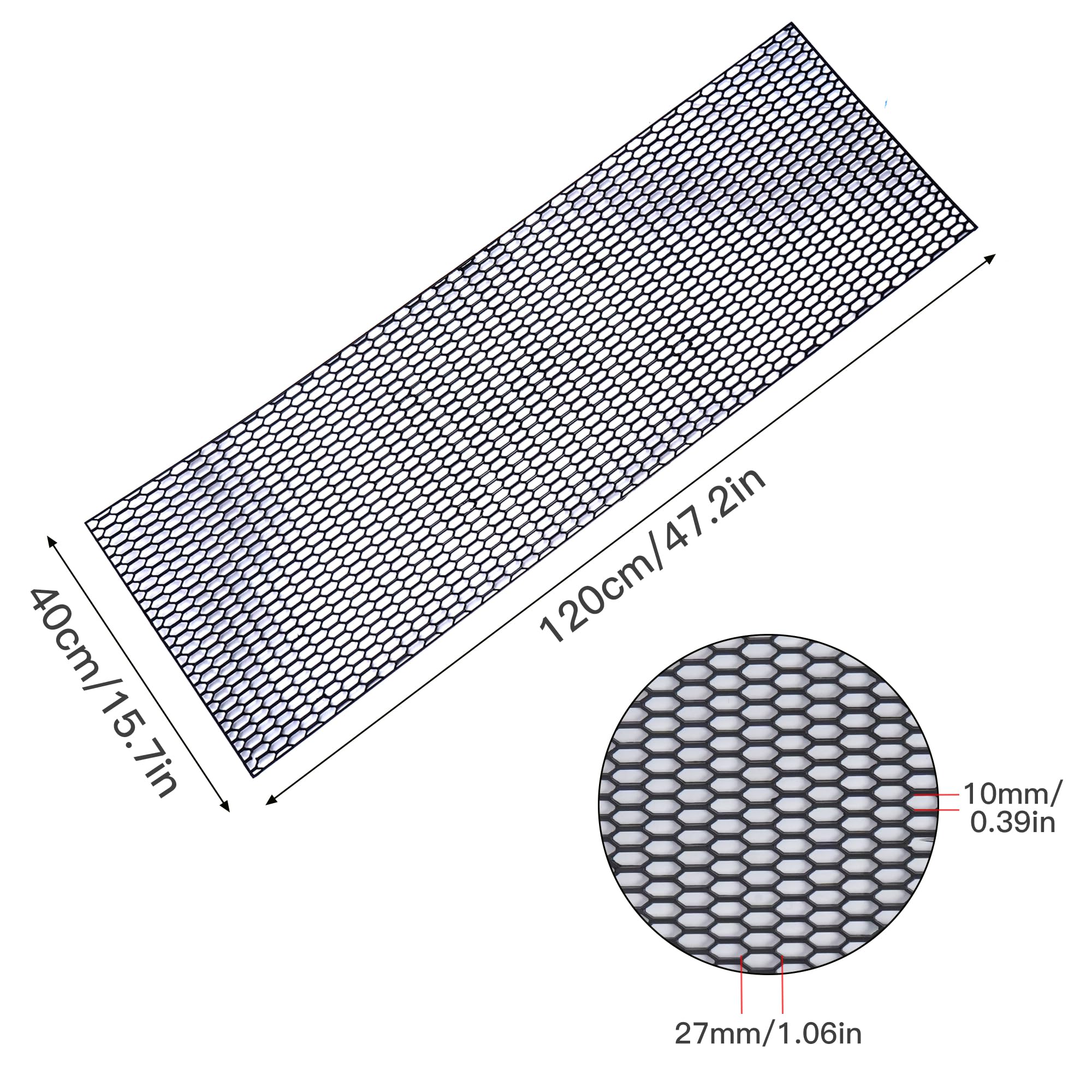 uyoyous Universal ABS Plastic Honeycomb Mesh 47"x16" 3D Black ABS ...