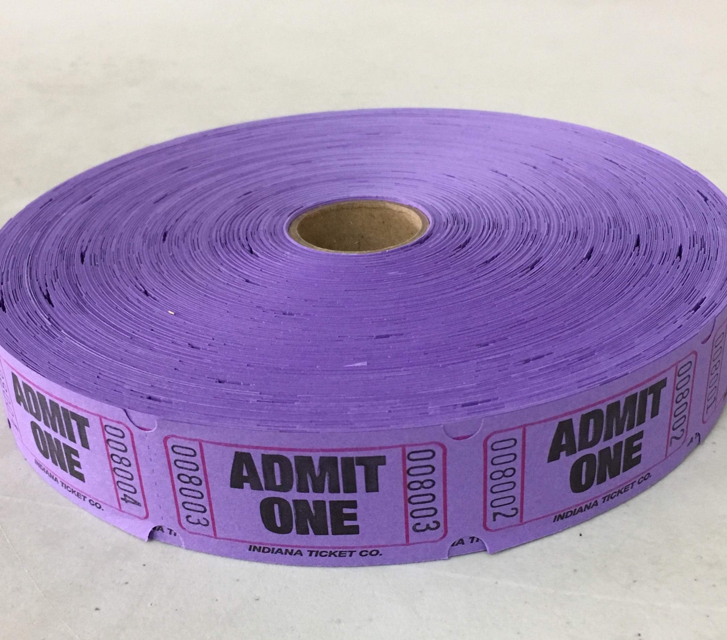 Amazon.com : Roll of 2000 Admit One Tickets Purple Single Stub ...