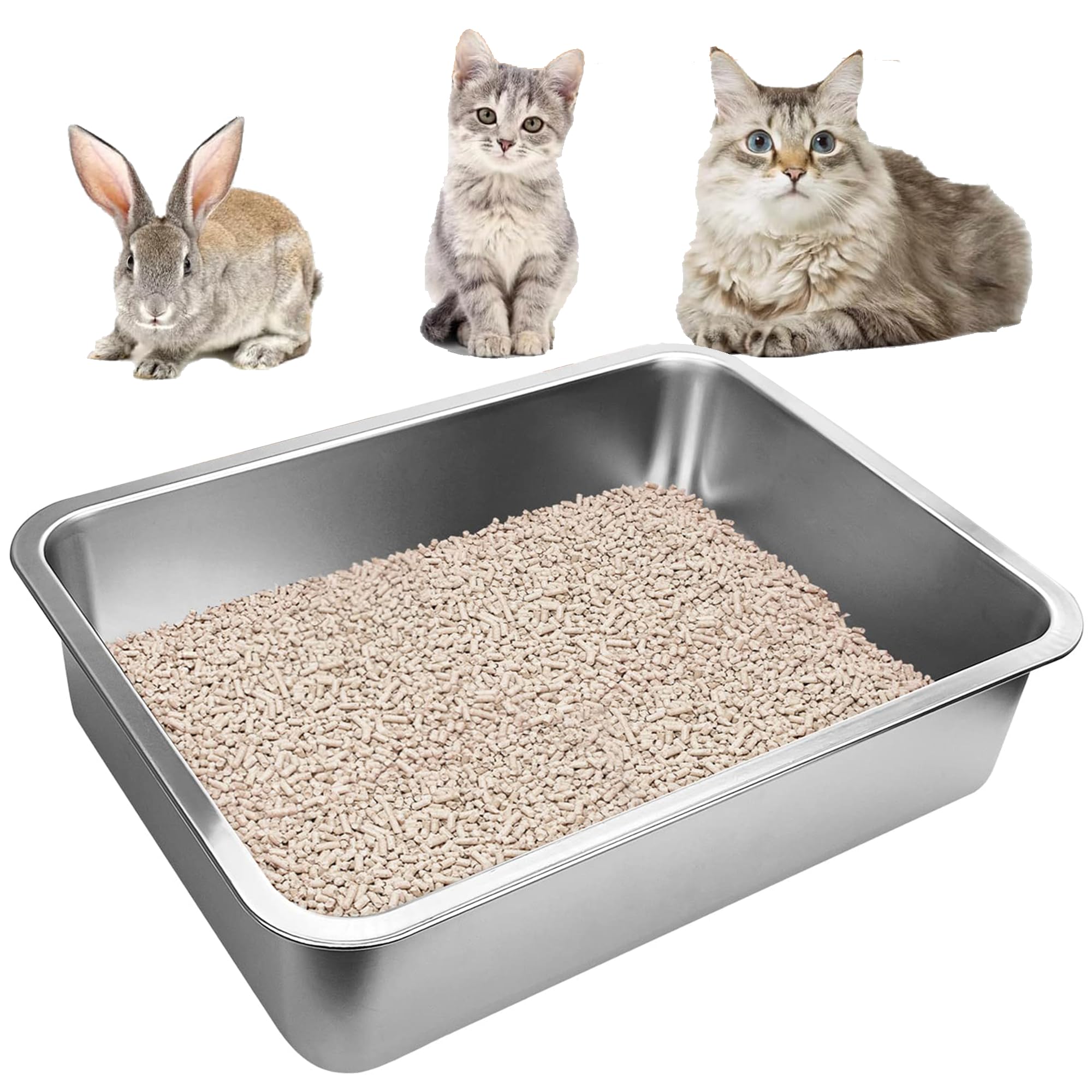 Amazon.com : Loyareal Stainless Steel Cat Litter Box, Low Entry Metal ...