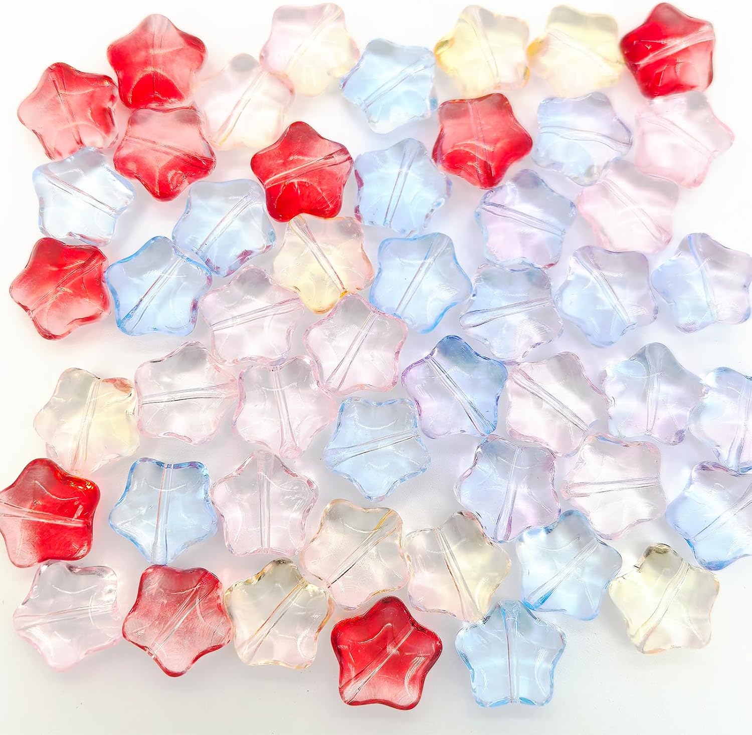 Amazon.com: Ice Transparent Glass Star Beads for Bracelets Colorful ...