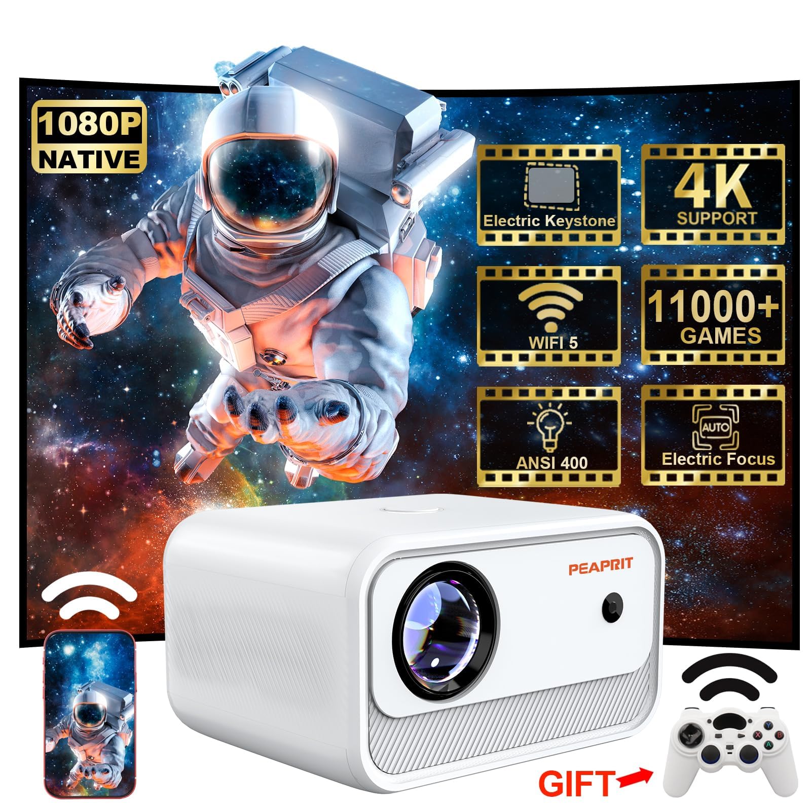 Amazon.com: Native 1080P [Electric-Focus] Smart Arcade Vision Projector ...