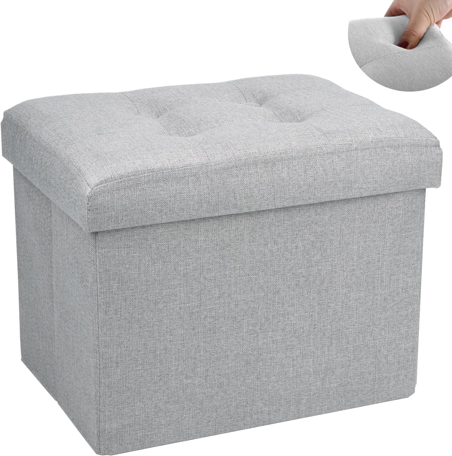 Amazon.com: Folding Cube Storage Ottoman with Padded Seat , Foot Rest ...