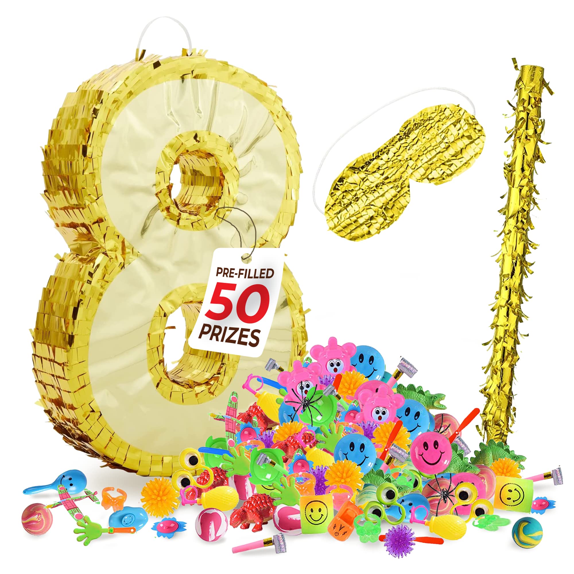 Snapklik.com : Gold Foil Number 8 Pinatas For Birthday Party For Girls ...