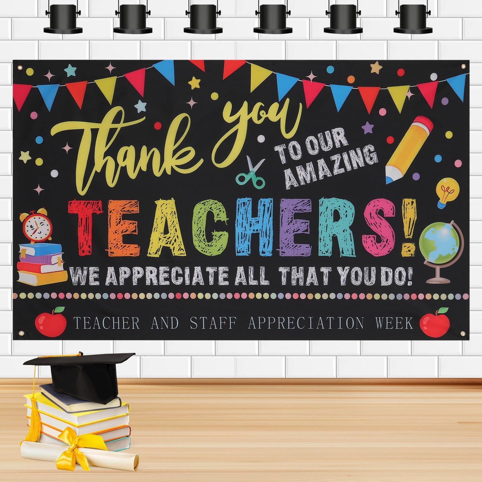 Amazon.com: ﻿Thank You Teachers Backdrop Large Size Thank You Teachers ...