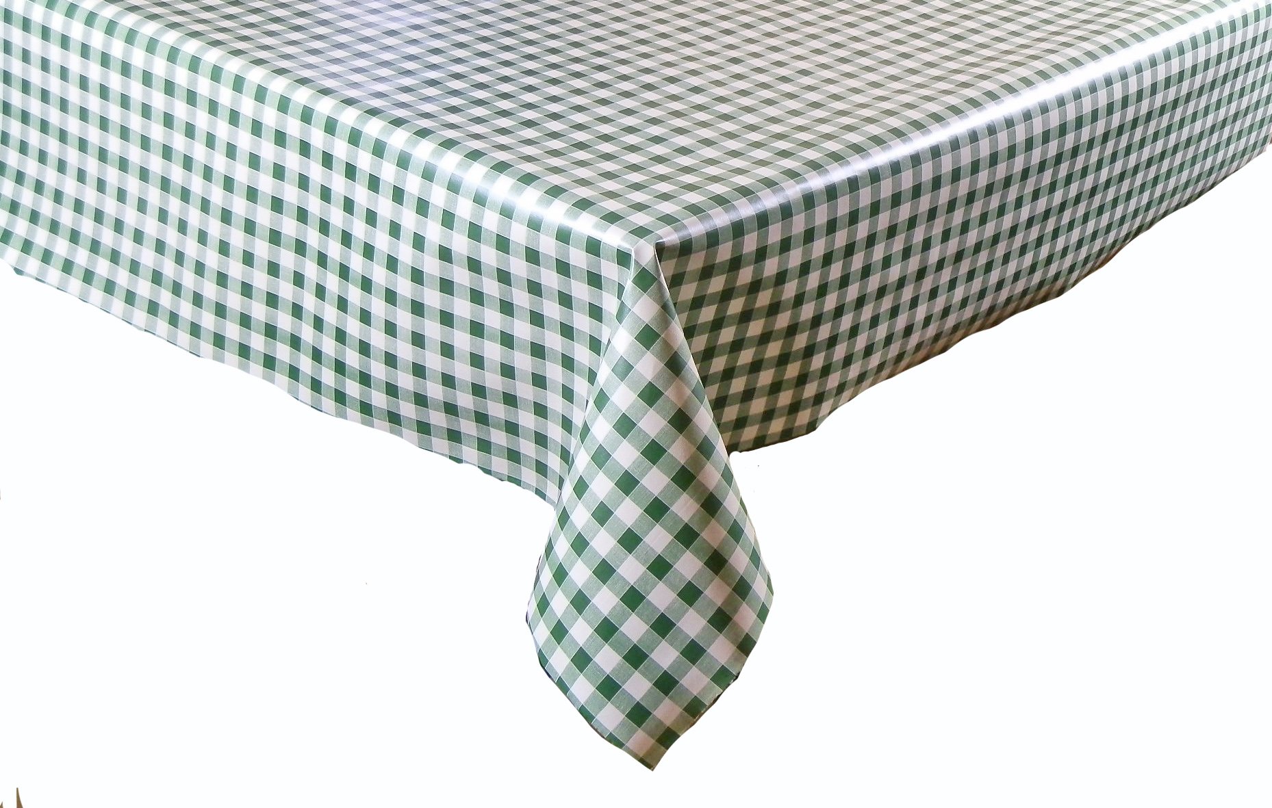 LINEN702 Vinyl Pvc Tablecloth Green and White Gingham Check, 2 metres ...