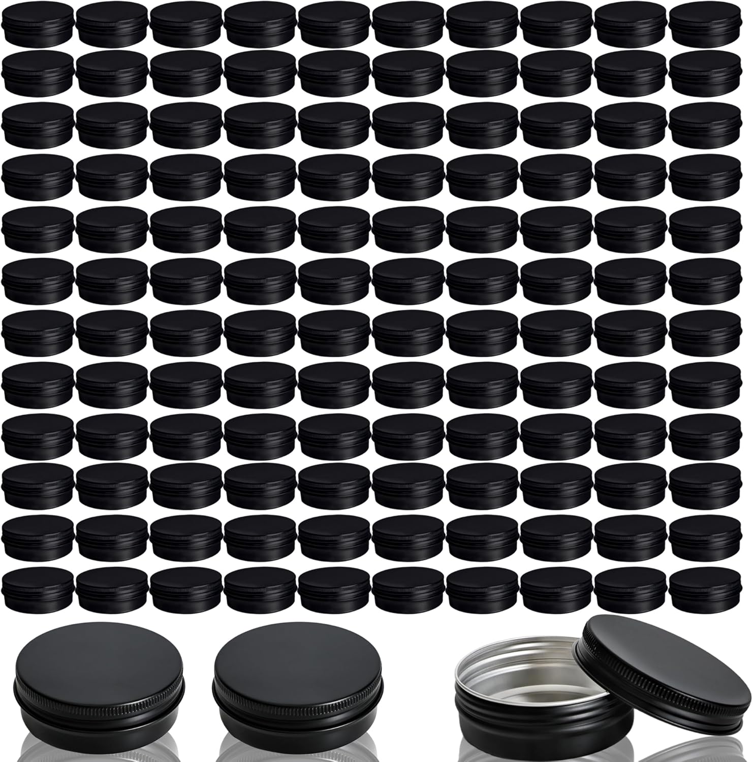 Amazon.com: 120 Pack Round Aluminum Tin with Screw Lid 2 oz Round Metal ...