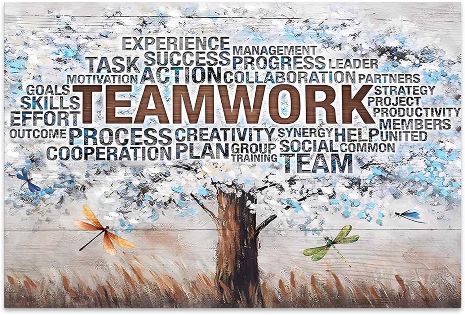 Amazon.com: Henok Teamwork Tree Inspirational Canvas Wall Art Without ...