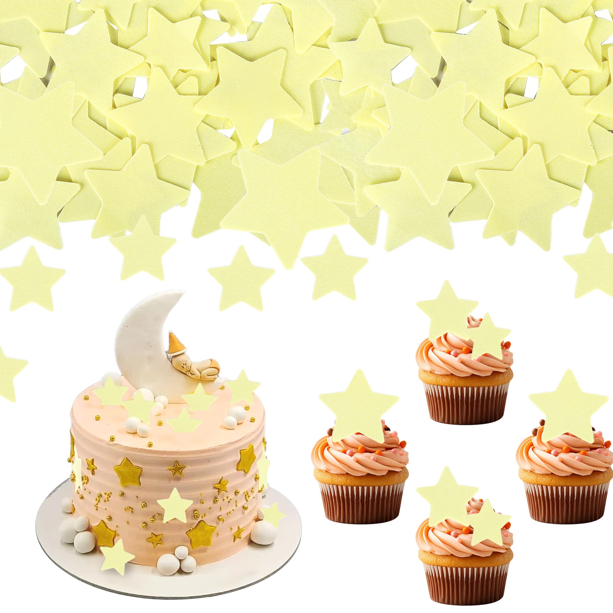Amazon.com: 60 PCS Edible Star Cupcake Toppers Edible Stars for Cake ...