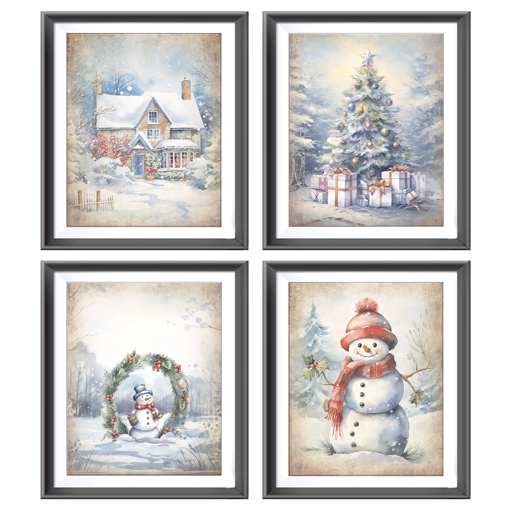 Amazon.com: AEHIE Vintage Winter Christmas Wall Decor, Snowy Xmas Tree ...