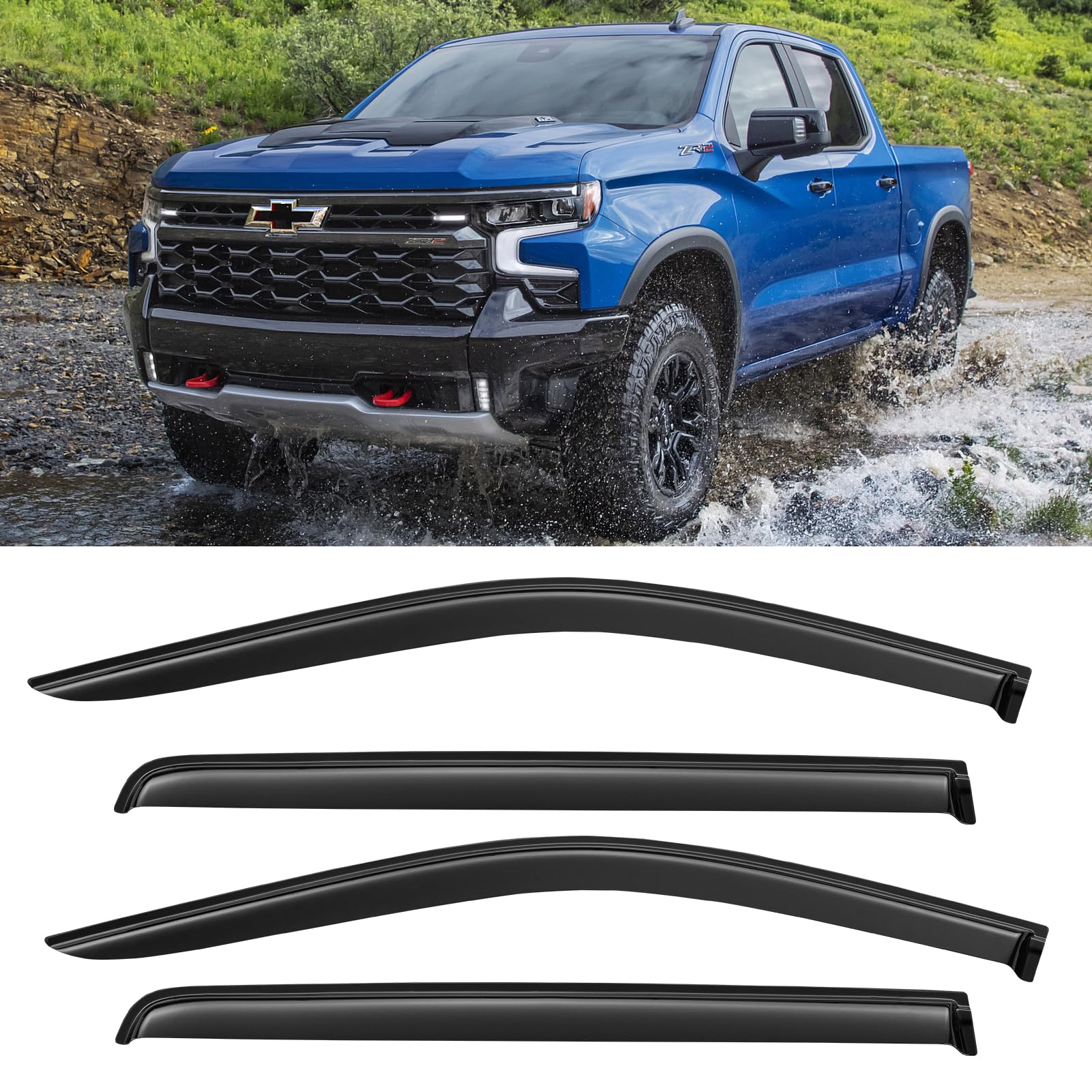 Amazon.com: Cxdar Window Rain Guards for 2019-2024 Chevy Silverado/GMC ...